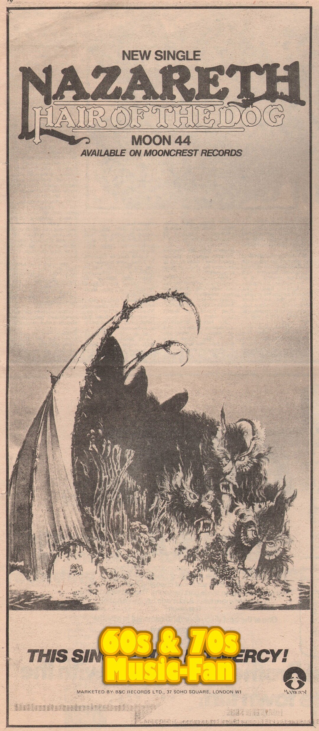 NAZARETH 1975 Original NME Clipping Hair of the Dog / Moon 44 / Dan ...