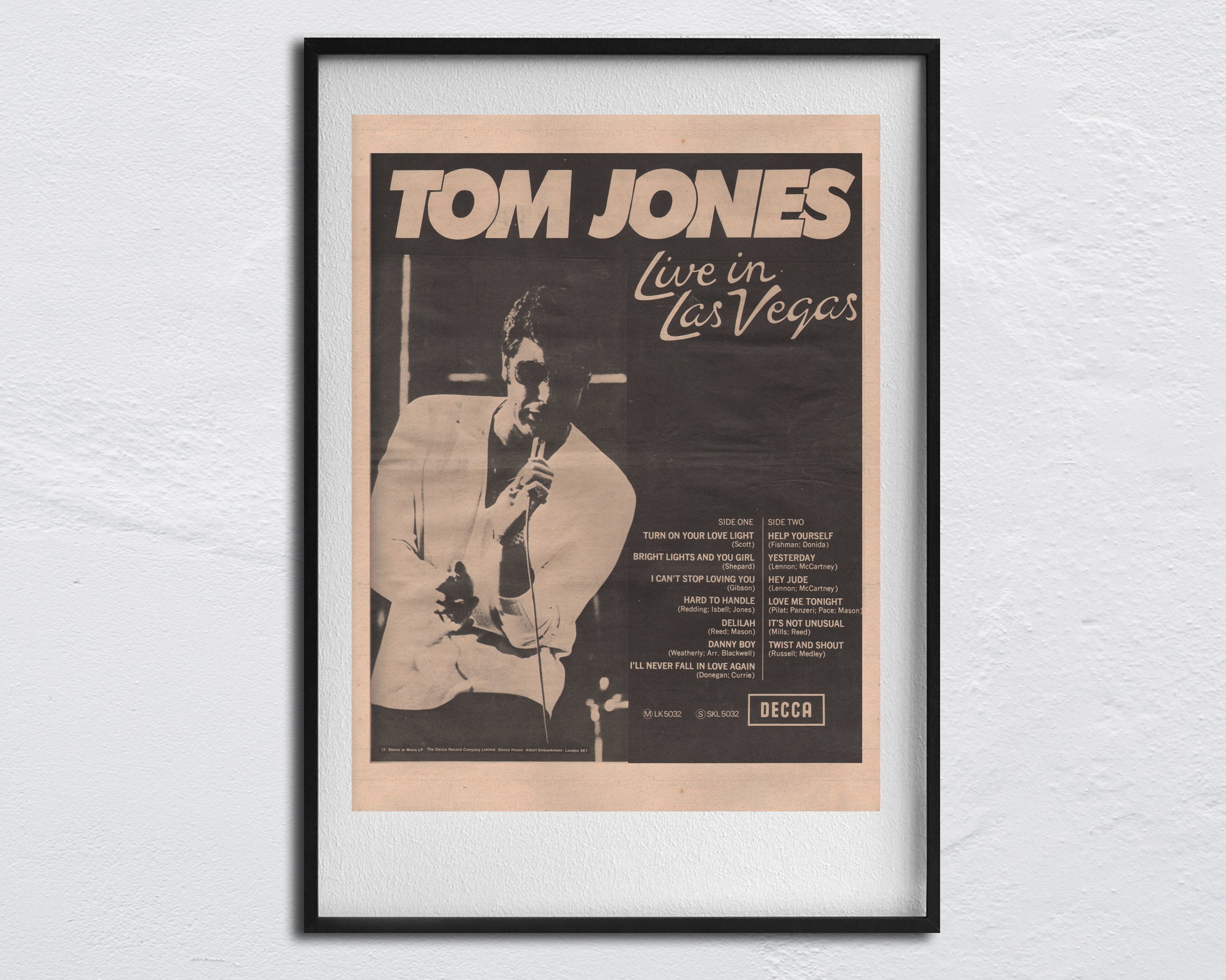 TOM JONES 1969 Original NME Poster Live in Las Vegas - Etsy