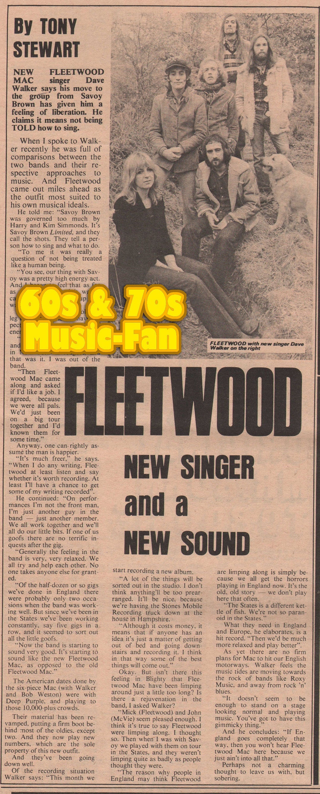 FLEETWOOD MAC - 1973 Big NME Clipping - New Singer and a New Sound ...