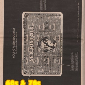 Sex PISTOLS - 1979 Poster Original NME - Young Flesh Required / Johnny ...