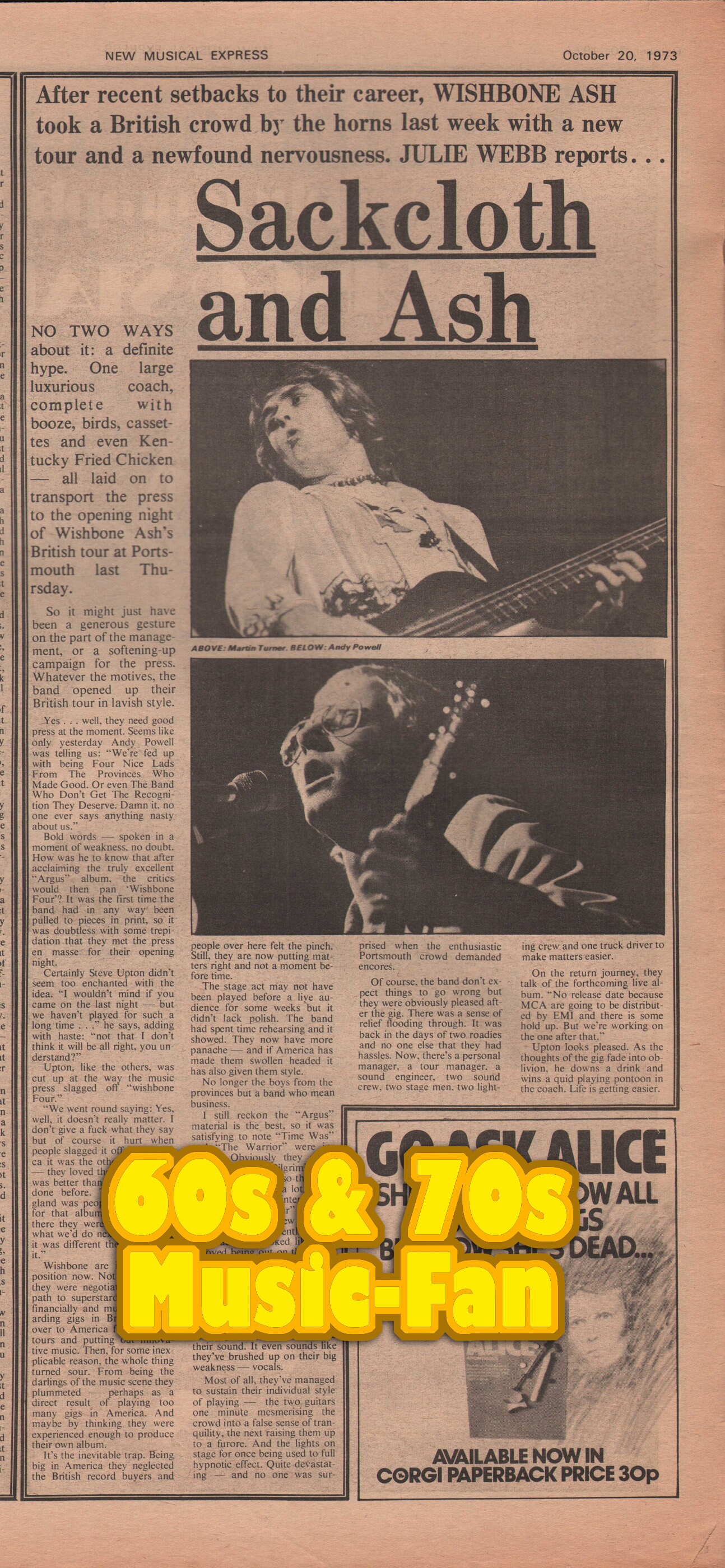 YES / Wishbone Ash 1973 Huge Original NME Clipping Forntside/backside ...