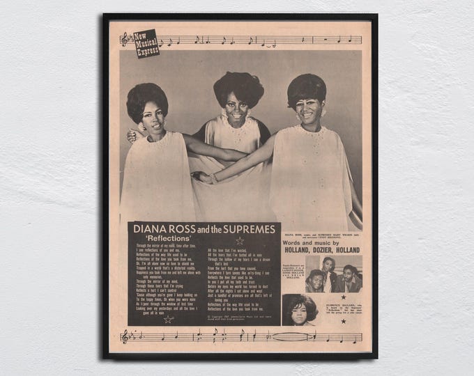 DIANA ROSS & the Supremes - 1967 Poster Original NME - Reflections ...