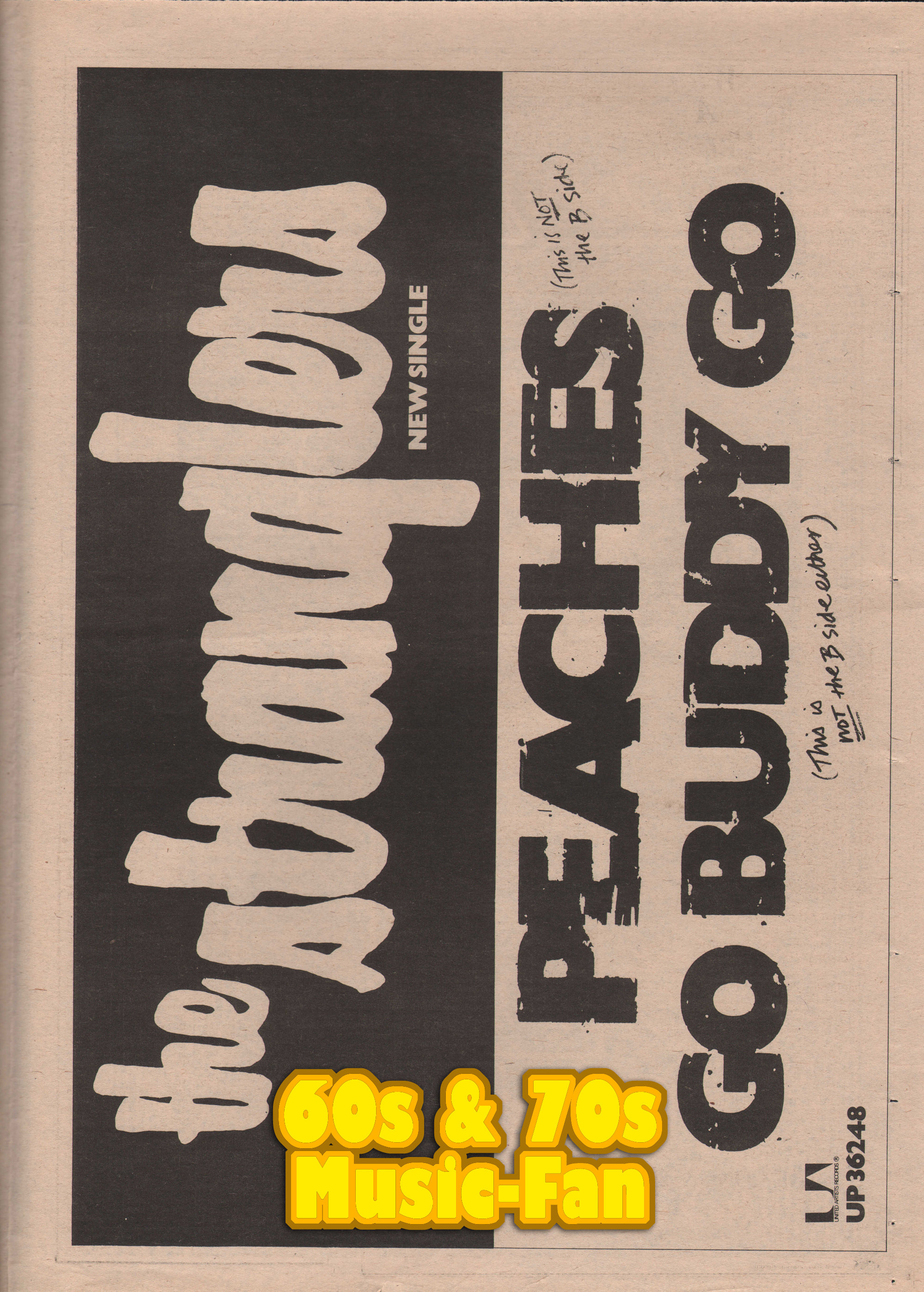 STRANGLERS POSTER 1977 Original NME Peaches / Go Buddy Go Jean Backside ...