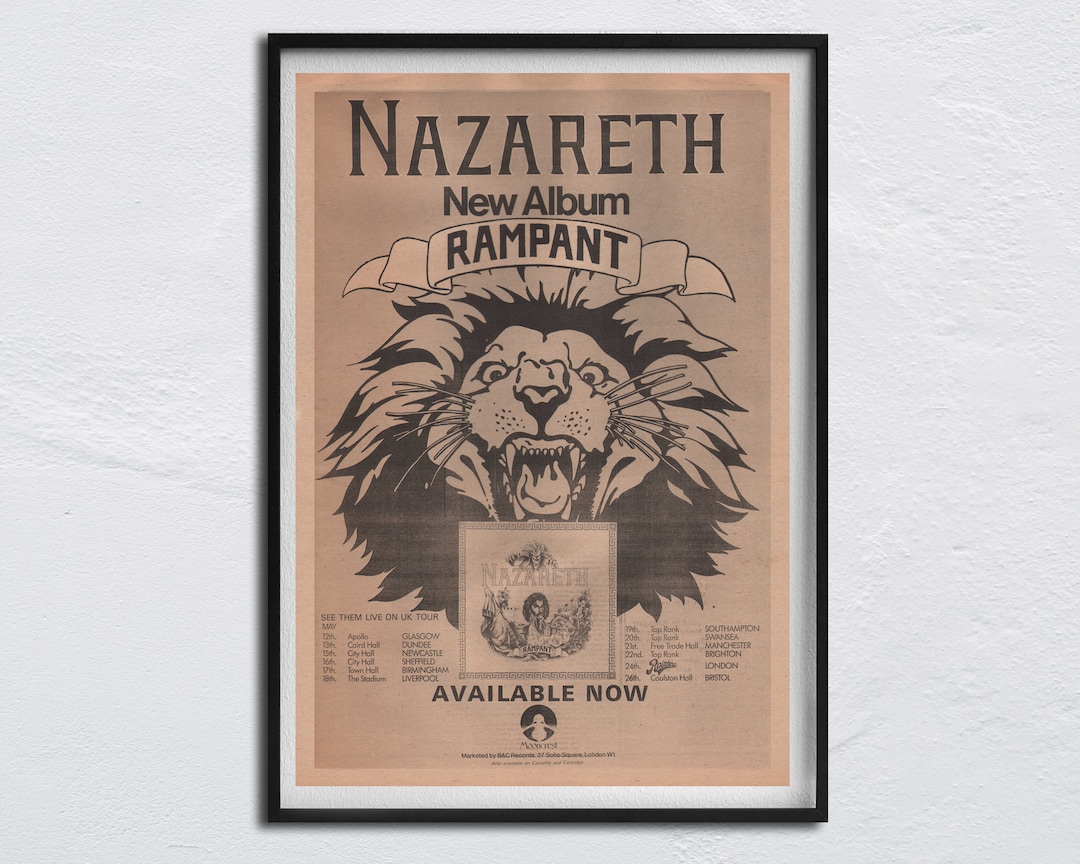 NAZARETH Poster 1974 Original NME Rampant / Dan Mccafferty, Manny ...