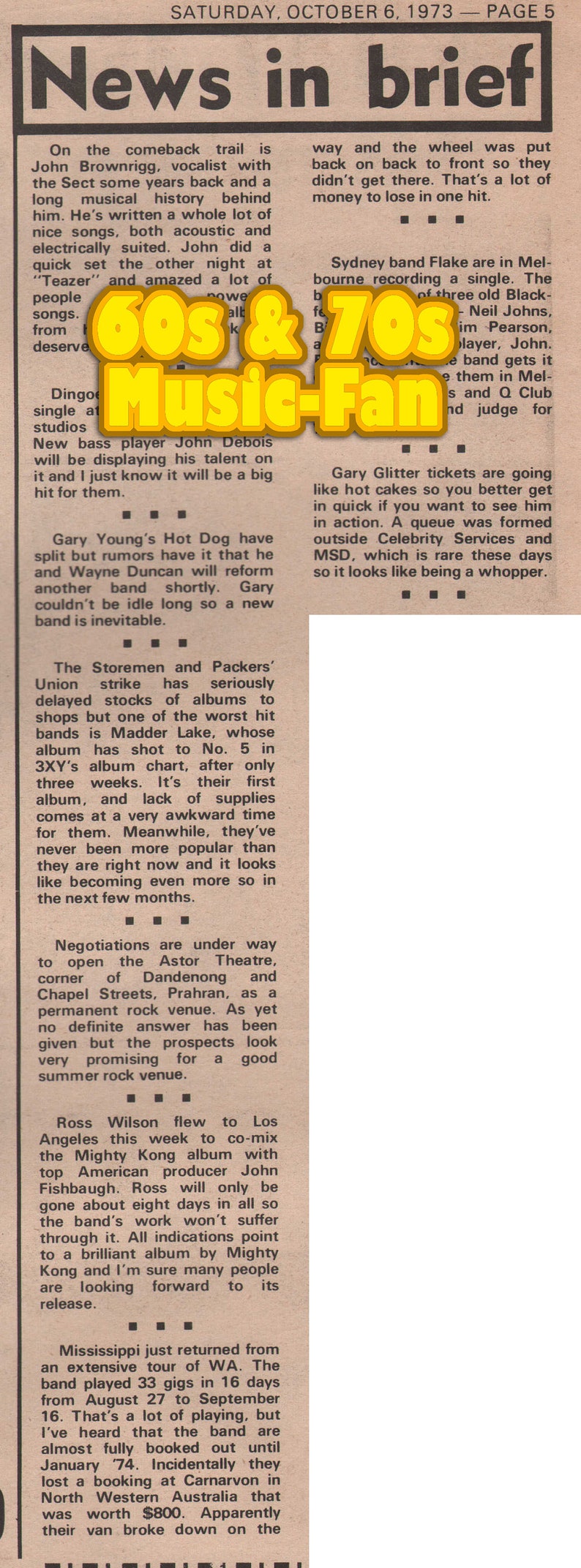 ROLLING STONES - 1973 Original Australian Goset Clipping - Backside ...