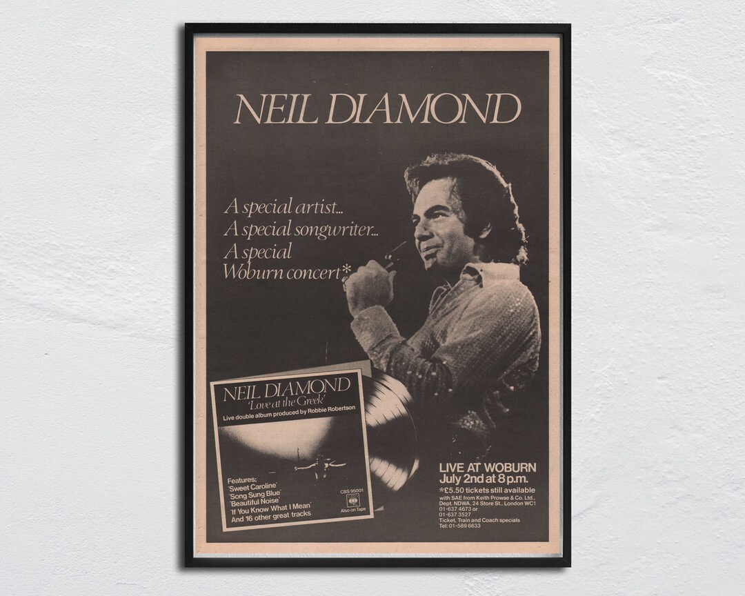 NEIL DIAMOND Poster - 1977 Original NME - Love at the Greek / Backside ...