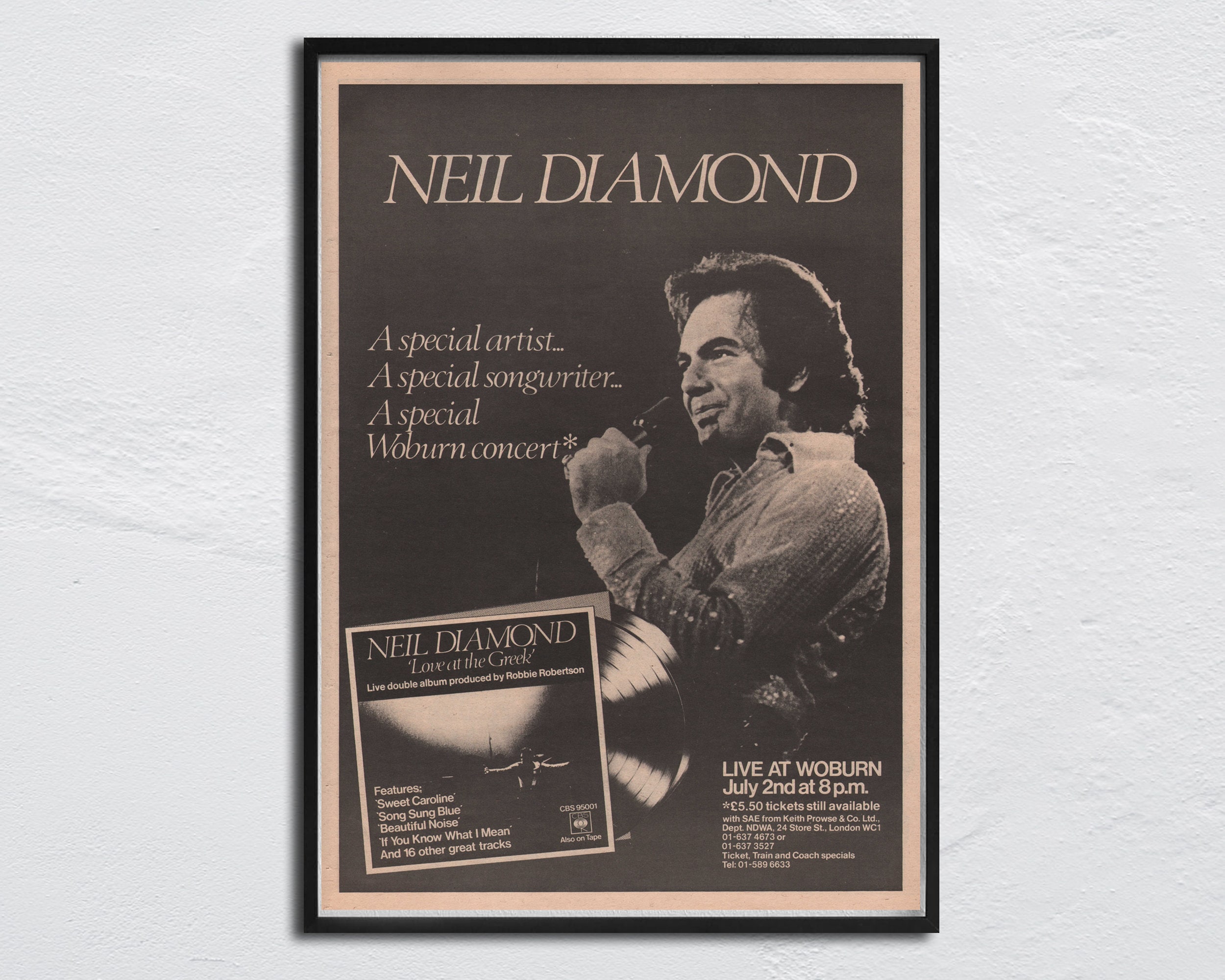 NEIL DIAMOND Poster - 1977 Original NME - Love at the Greek / Backside ...