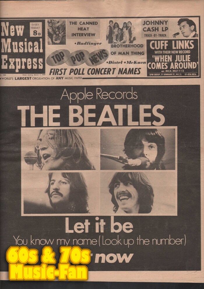 BEATLES 1970 Original NME Poster Let It Be John Lennon - Etsy