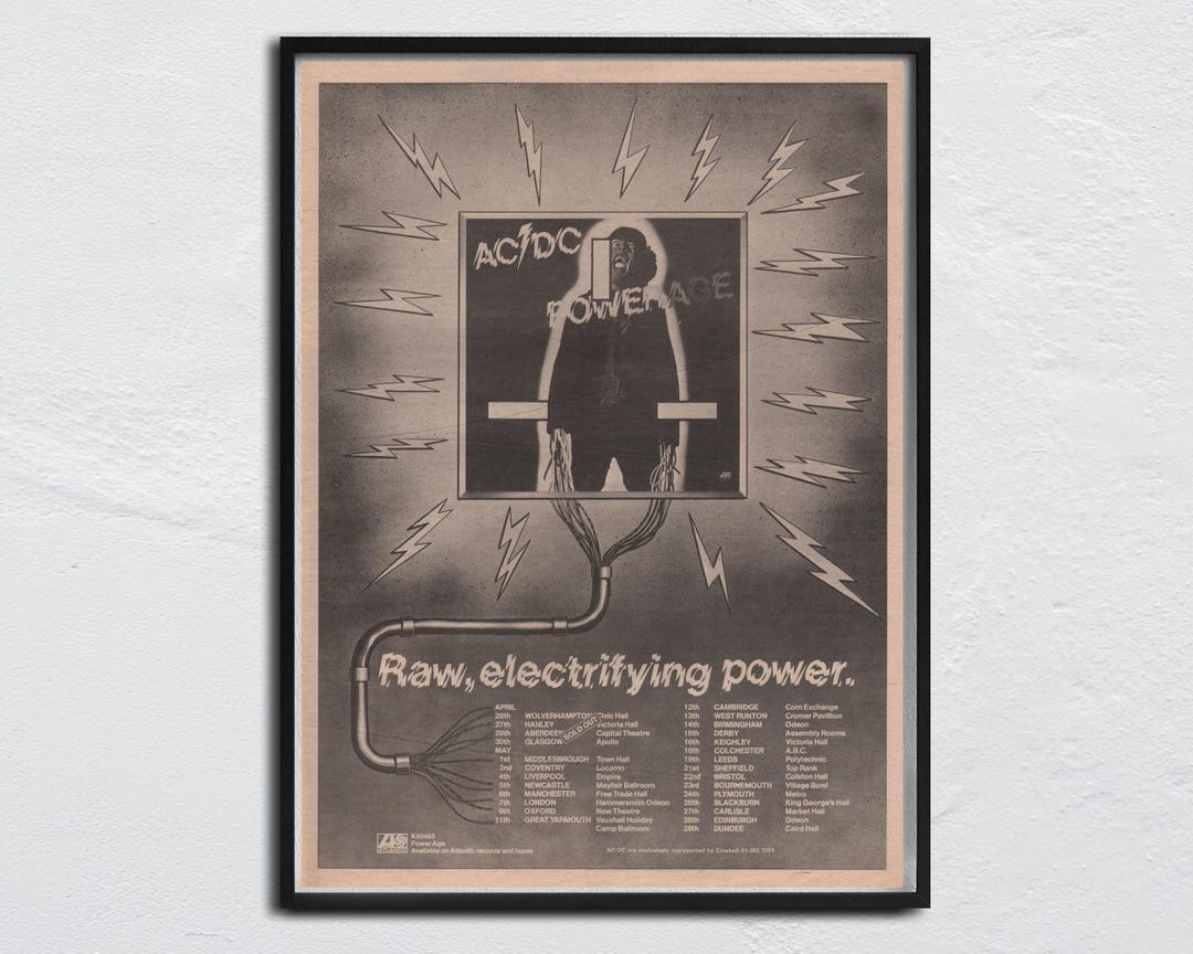 AC/DC - 1978 Poster Original NME - Powerage - Bon Scott, Angus Young ...