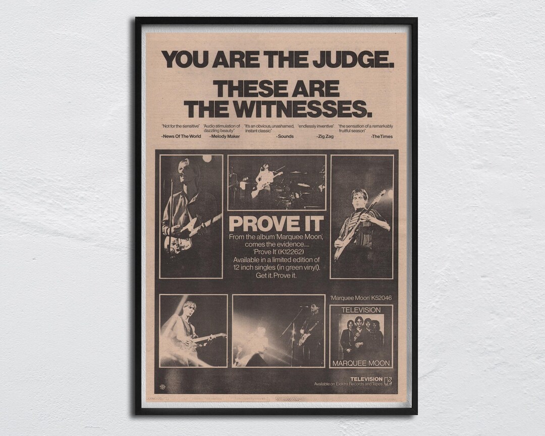 TELEVISION - 1977 POSTER Original NME - Prove It / Marquee Moon - Billy ...
