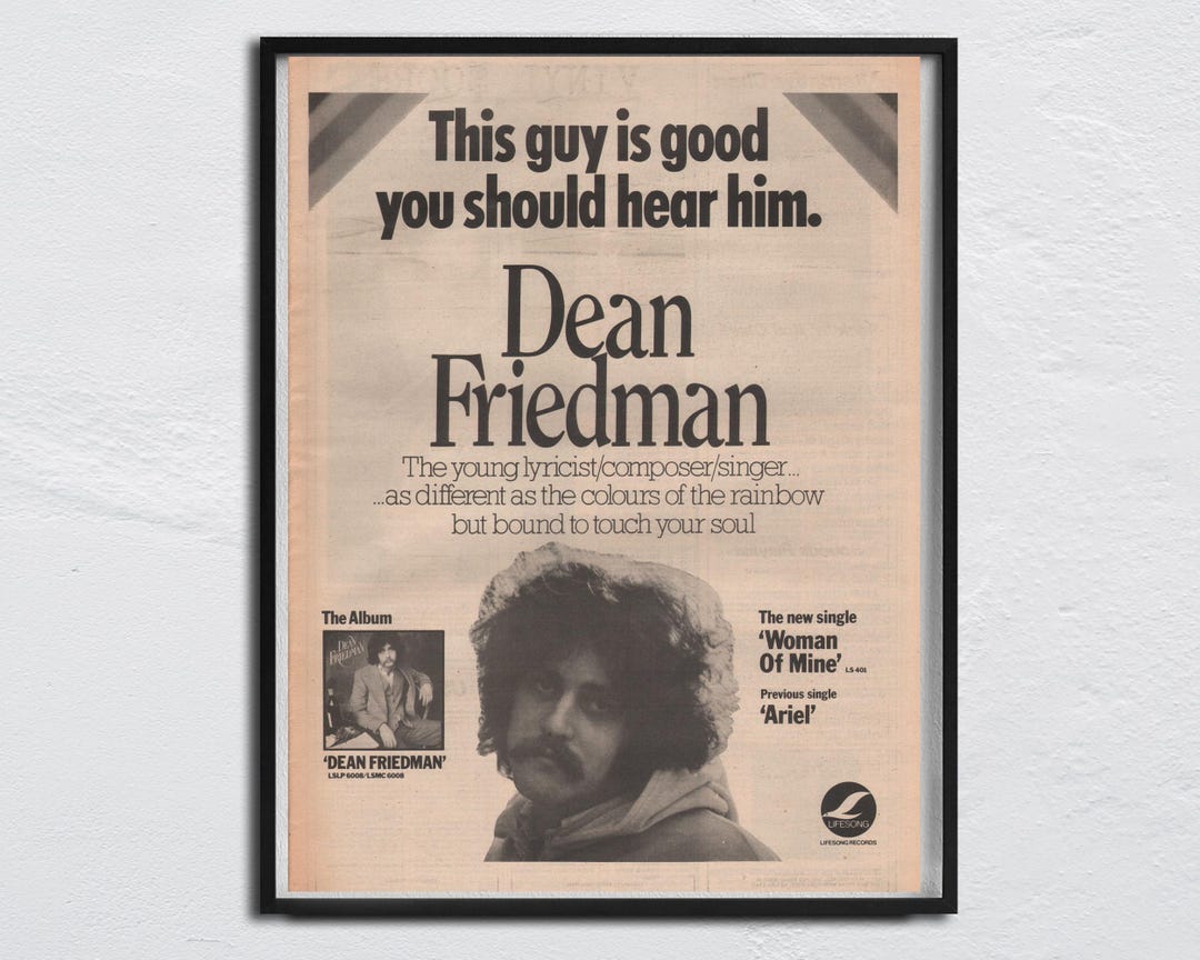 DEAN FRIEDMAN Poster - 1978 NME - Woman of Mine / Ariel - Etsy
