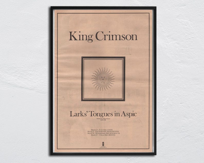 KING CRIMSON Poster - 1974 Original NME - Larks Tongues in Aspic Robert ...