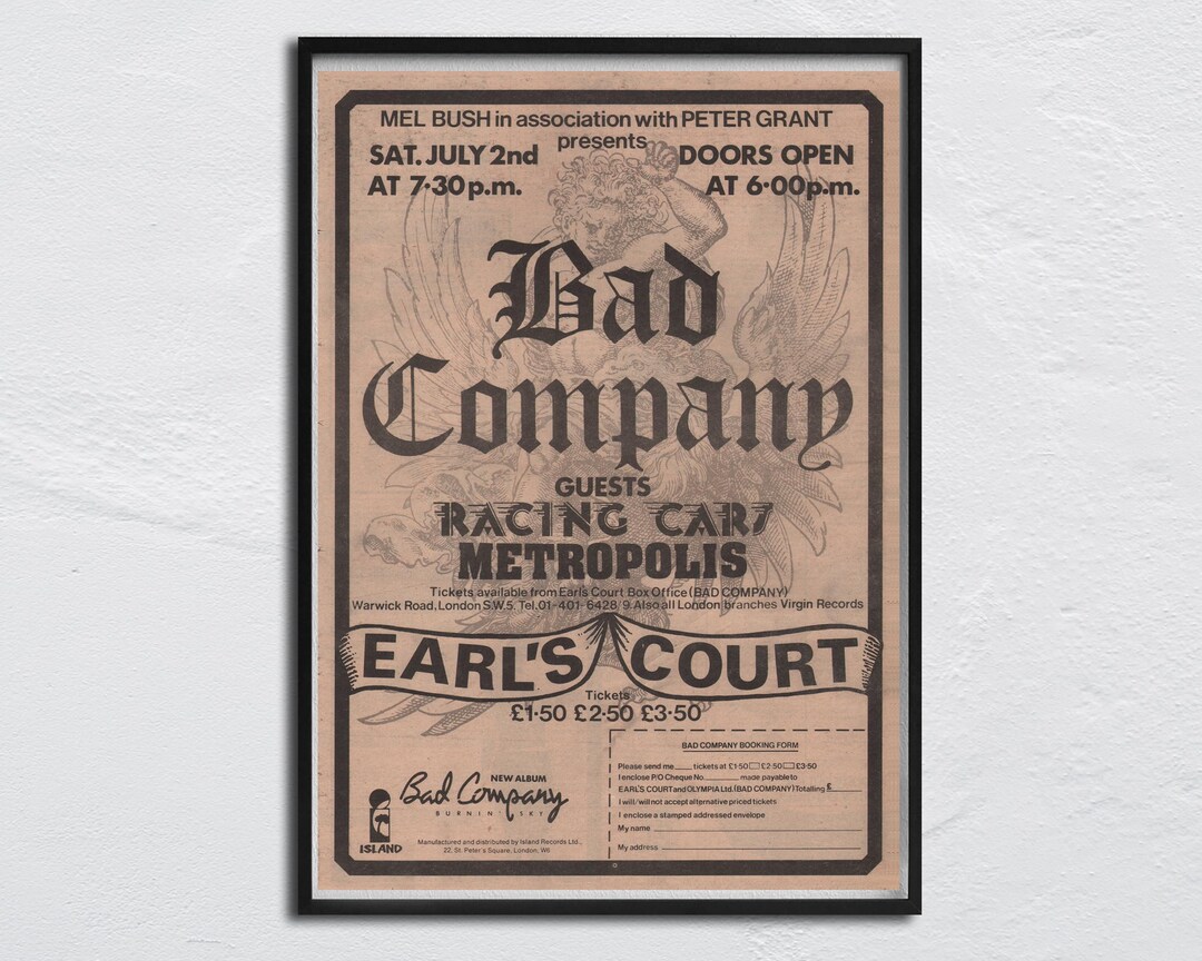 BAD COMPANY Poster - 1977 Original NME - Concert - Paul Rodgers, Mick ...