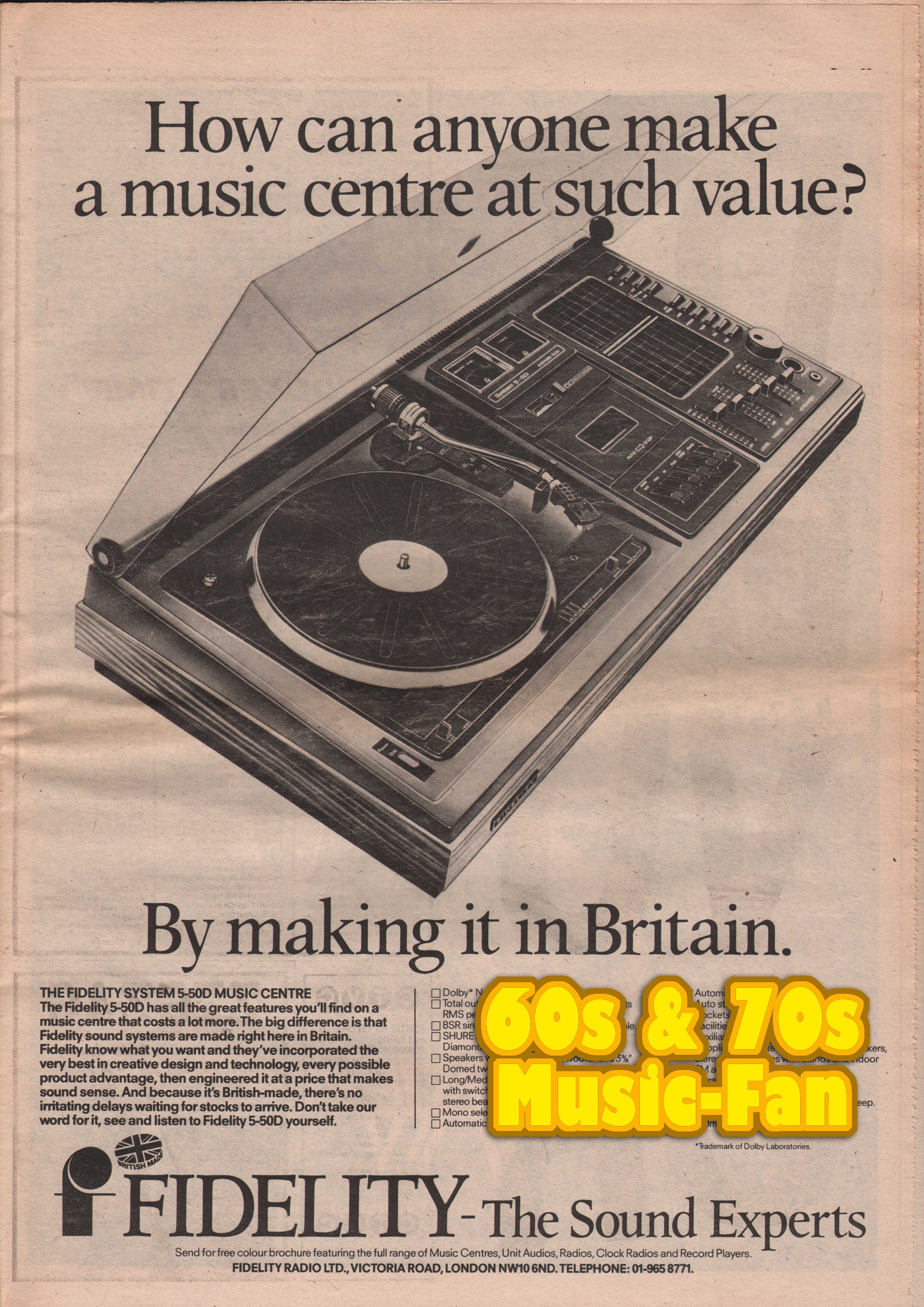 CARS Original NME Poster 1973 Backside: Poster-ad FIDELITY - Etsy