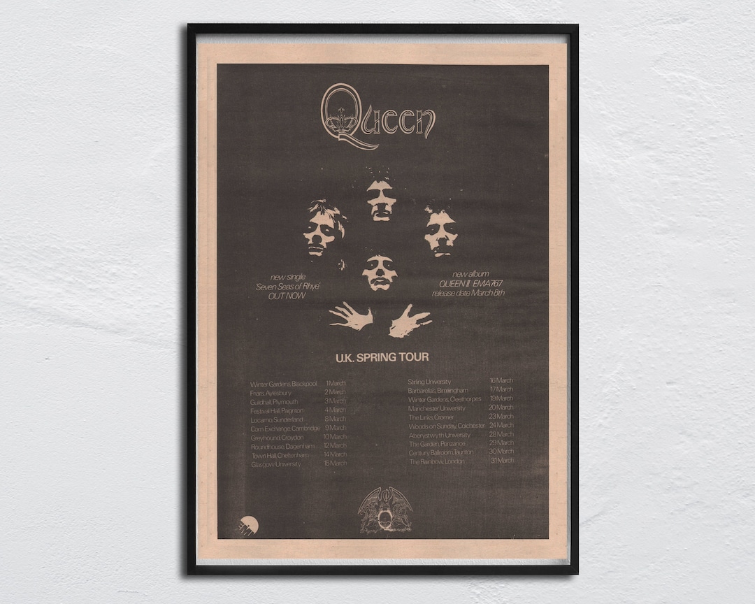 QUEEN - 1974 Poster Original NME - Seven Seas of Rhye / John Deacon ...