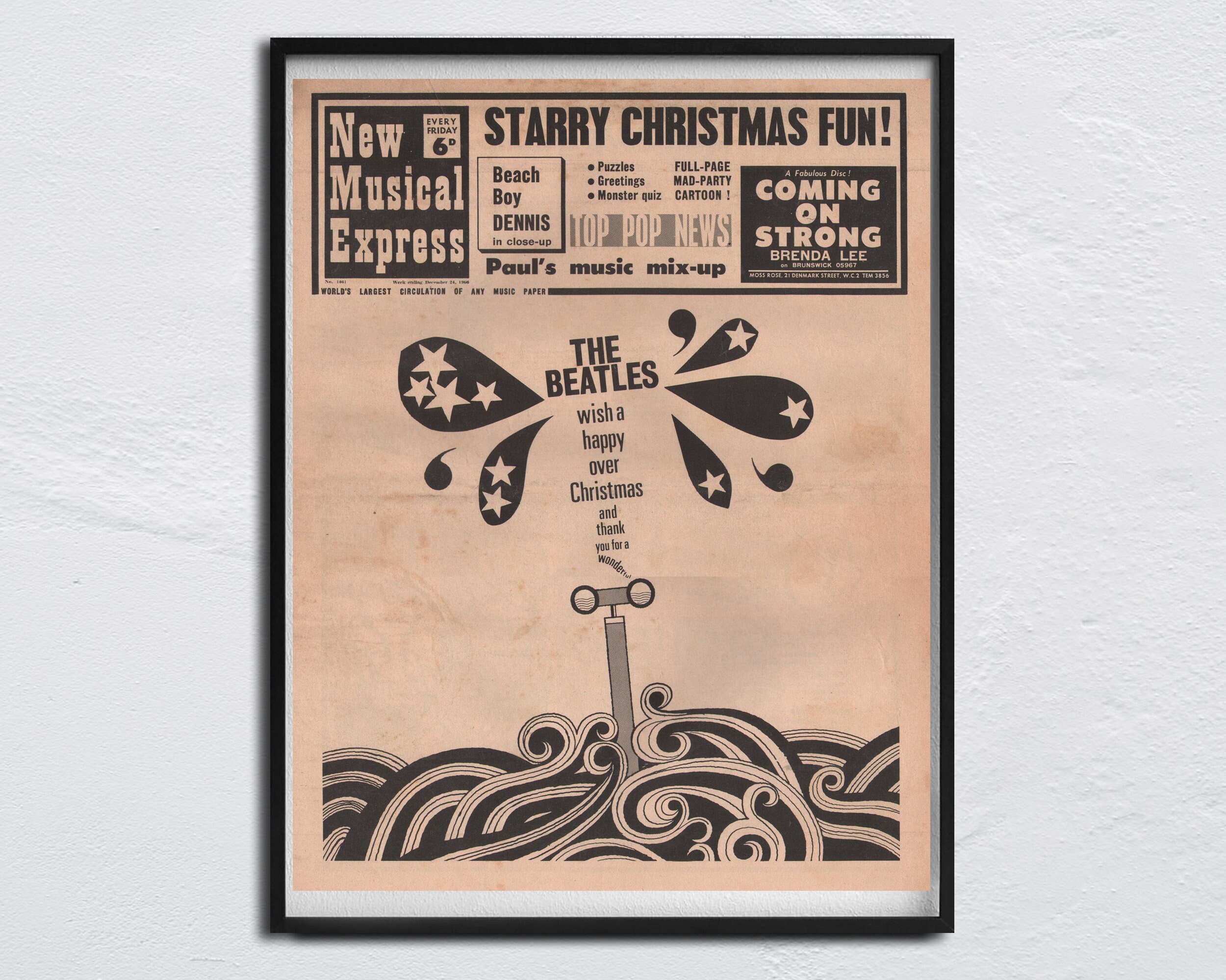BEATLES POSTER 1966 Original NME Paul Mccartney, John Lennon Ringo ...