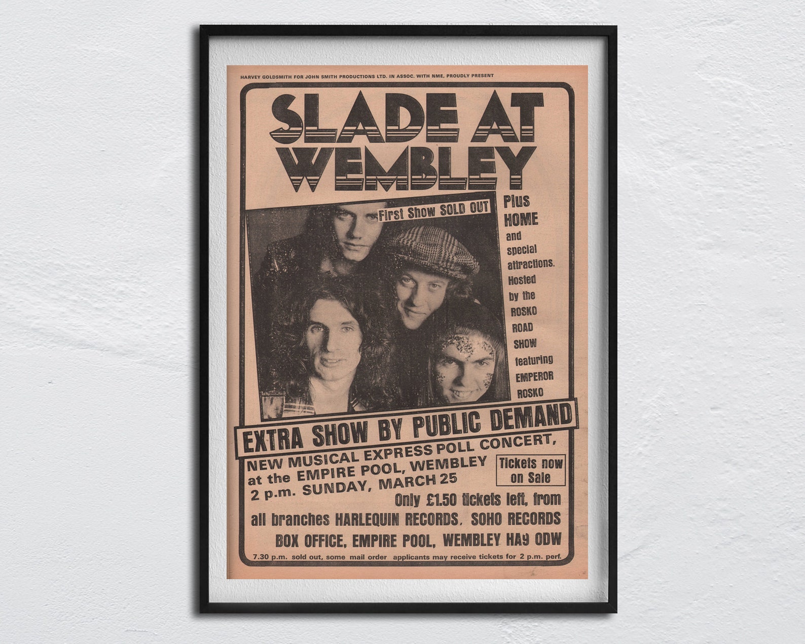 SLADE - 1973 Poster Original NME - at Wembley - Backside: New Seekers ...