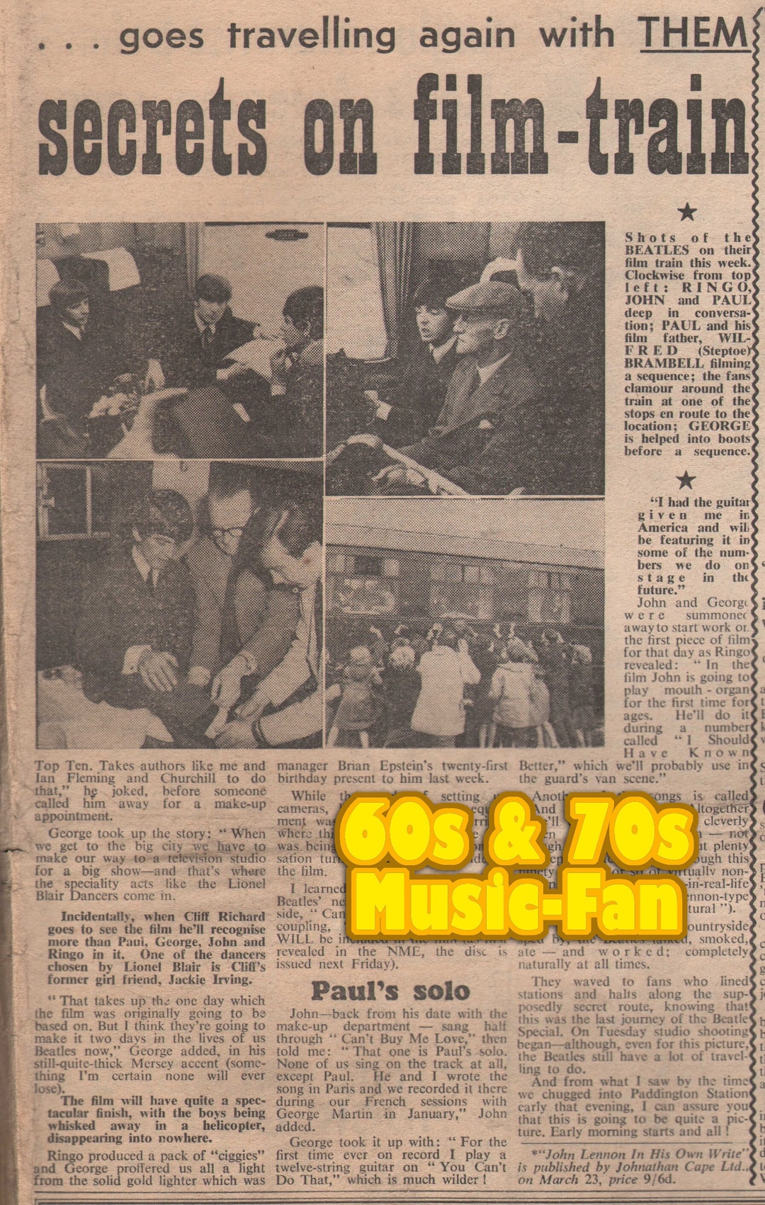 BEATLES - 1964 Original NME Clipping - Beatles Reveal Song Secrets on ...