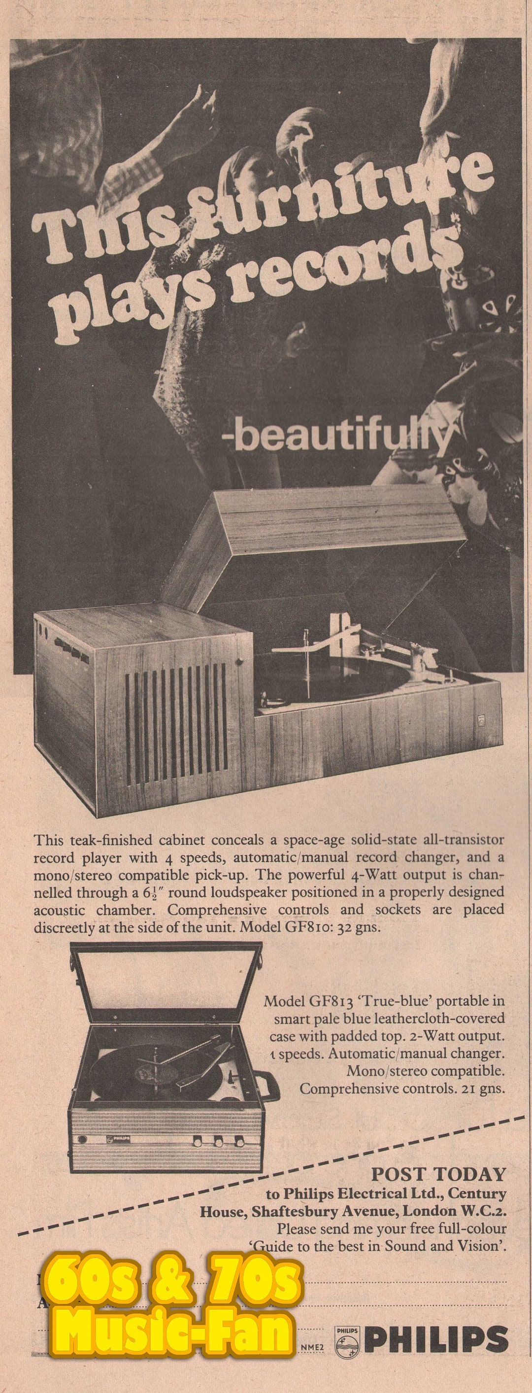 PHILIPS Record-player - 1967 Original NME Advertising Clipping - This ...