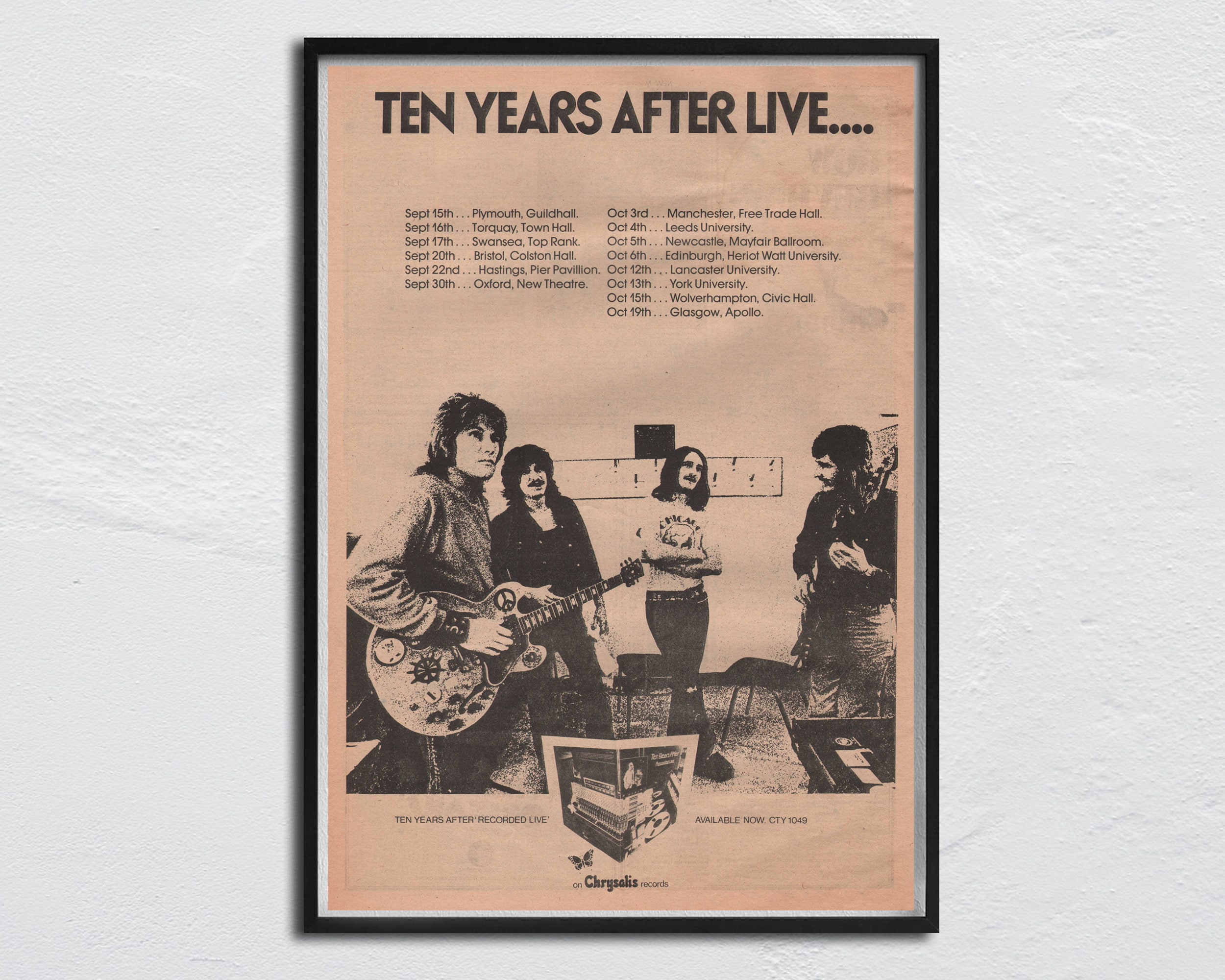 1973 Poster Ten Years After, Alvin Lee - Original NME - LIVE ...