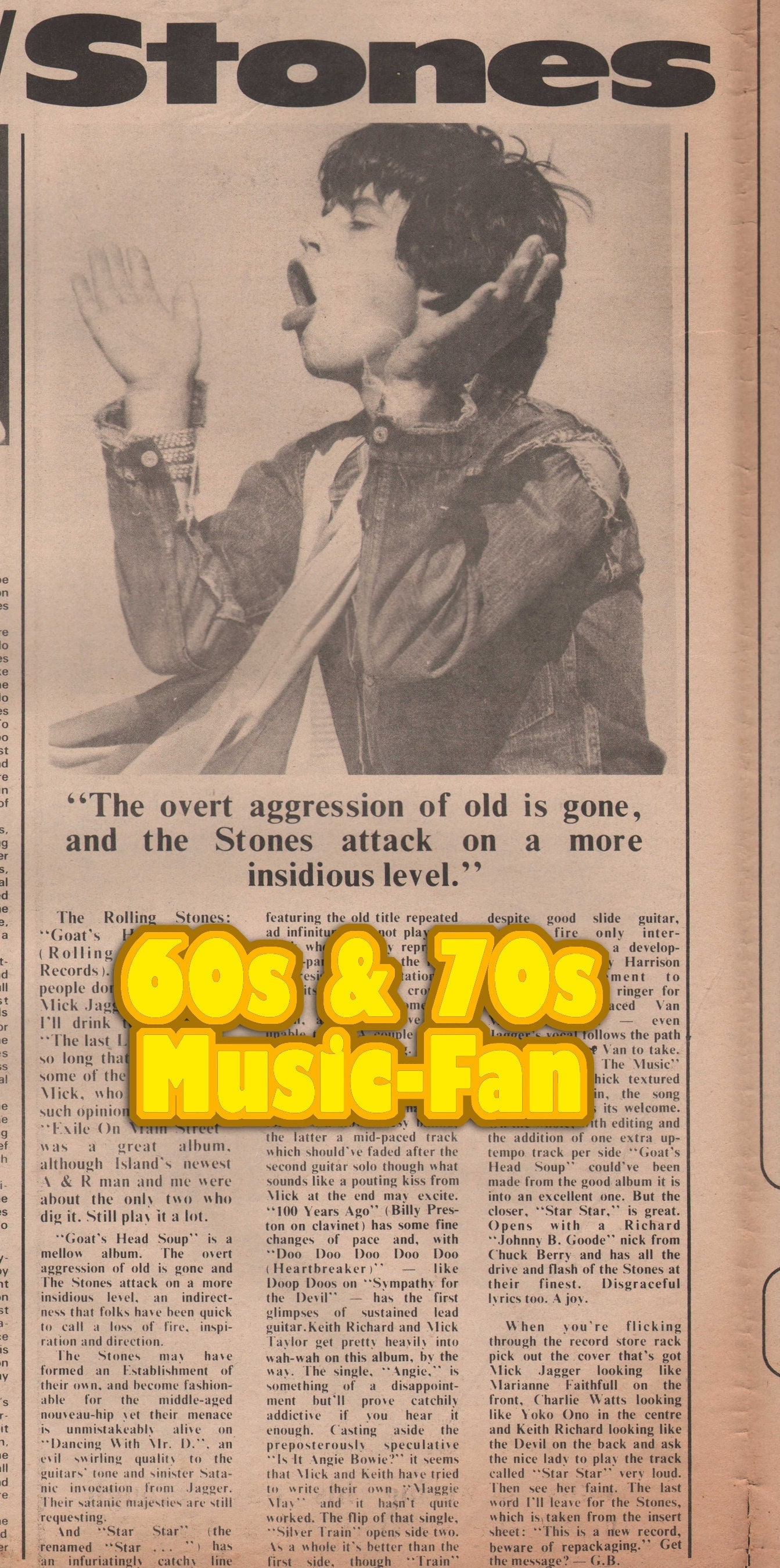 ROLLING STONES 1973 Original Australian Goset Clipping - Etsy