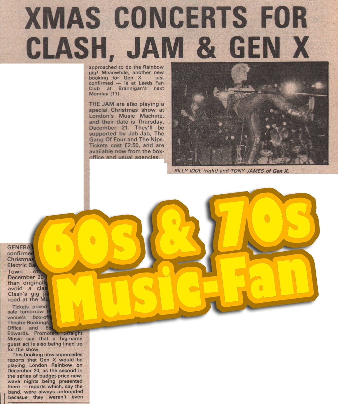 1978 GENERATION X, the Jam, Clash Original NME Clipping Billy Idol ...