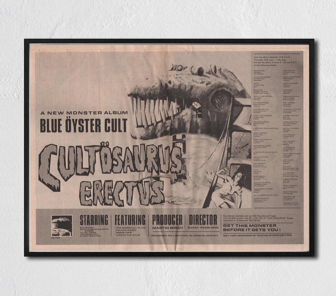 Blue Öyster Cult - 1980 Poster Original NME - Cultösaurus Erectus ...