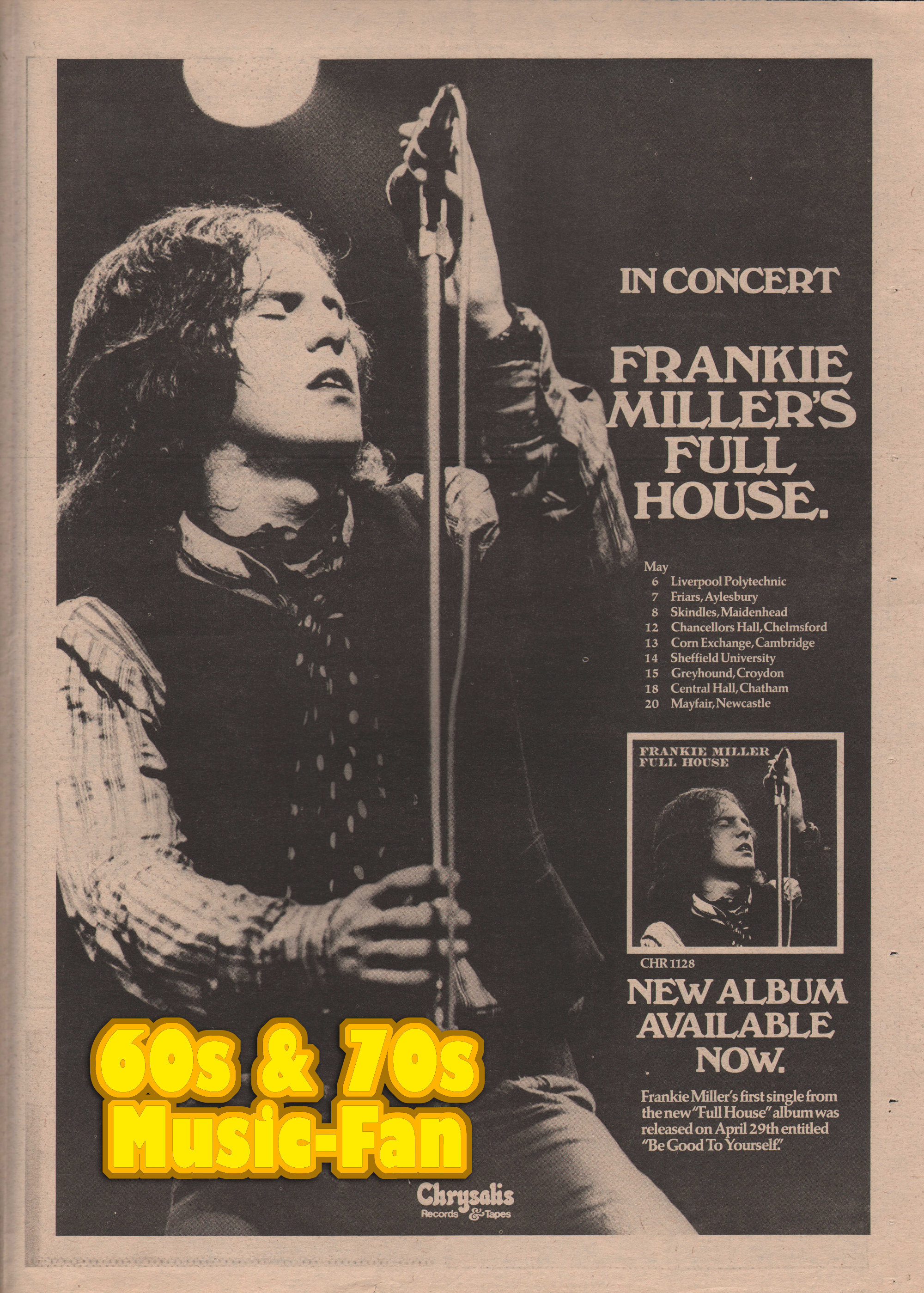 FRANKIE MILLER 1977 Original NME Poster Full House Tour - Etsy