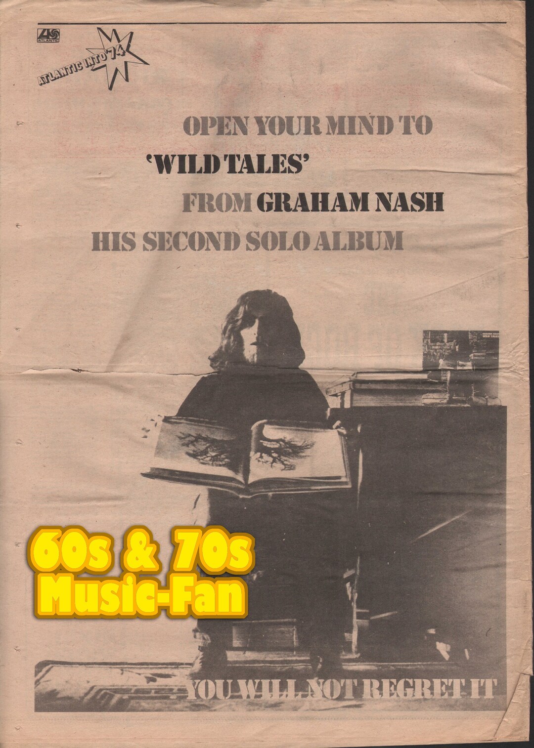 GRAHAM NASH Poster 1973 Original NME Wild Tales / Crosby, Stills, Nash ...