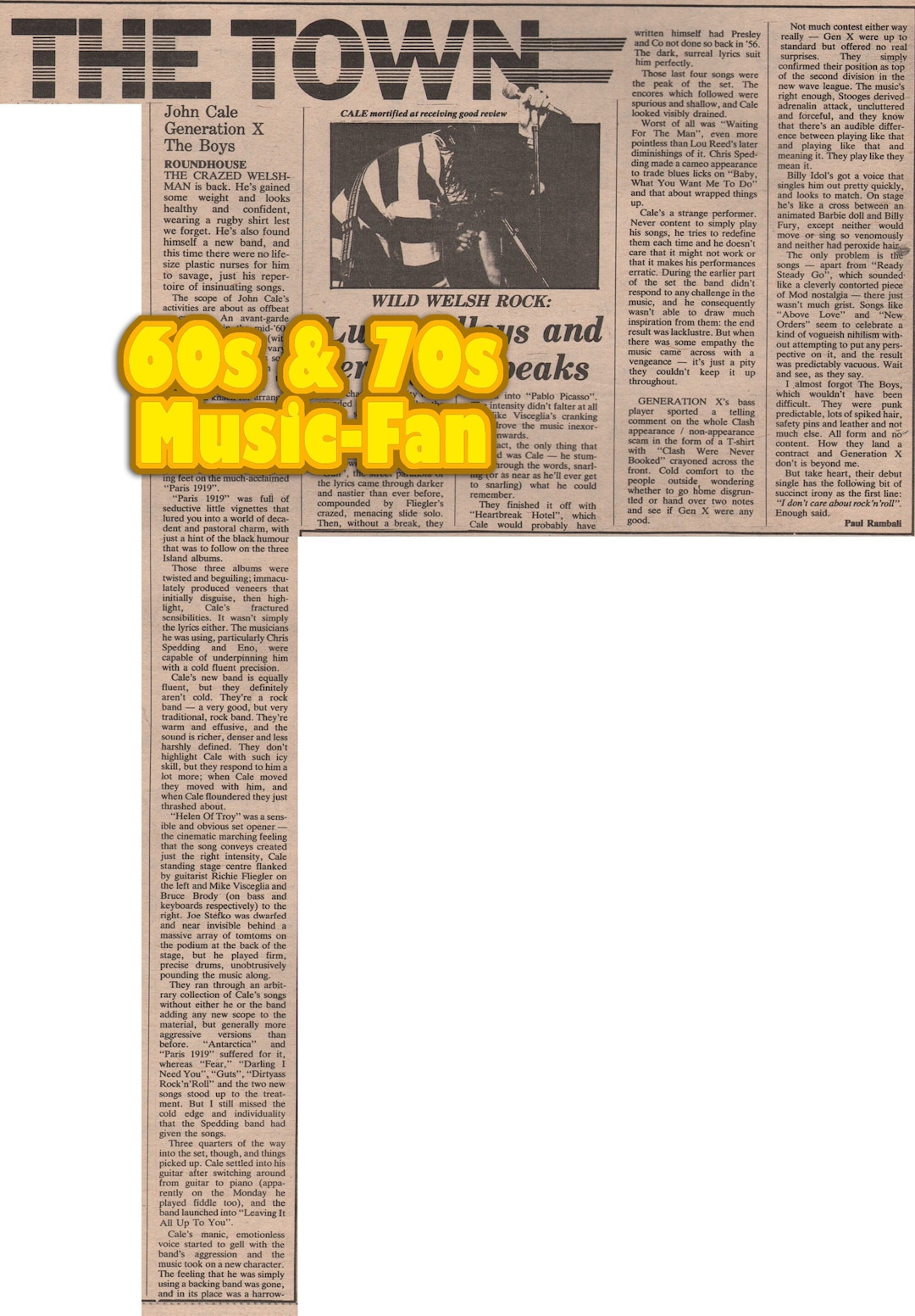 1977 GENERATION X, John Cale, the Boys - Original NME Clipping - Billy ...