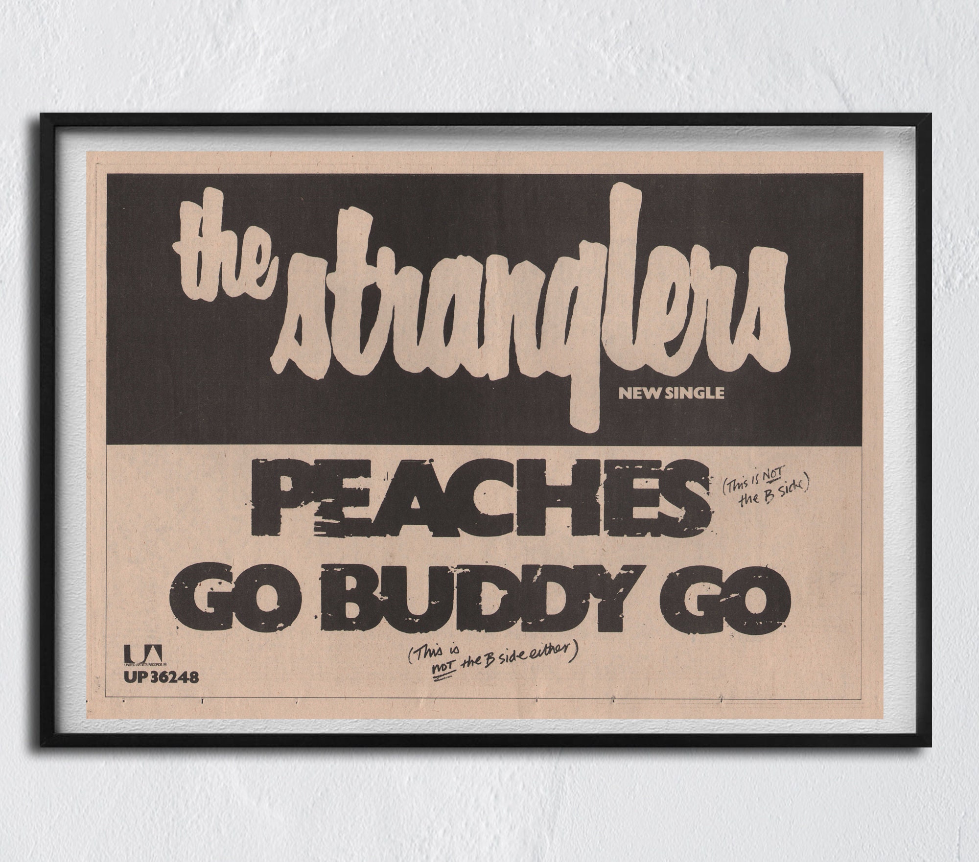 STRANGLERS POSTER 1977 Original NME Peaches / Go Buddy Go Jean Backside ...