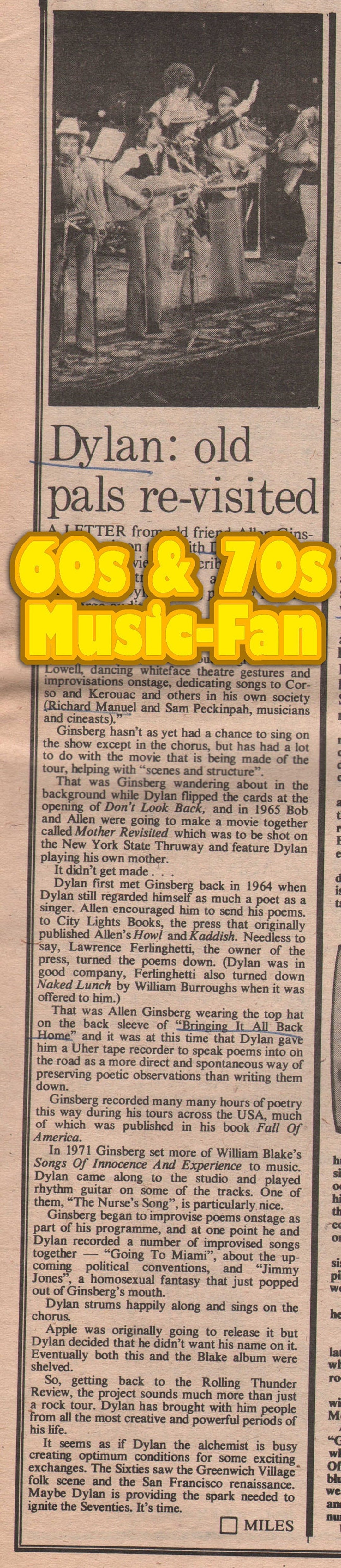 BOB DYLAN - 1975 Original NME Clipping - Bob Dylan & the Band / Old ...