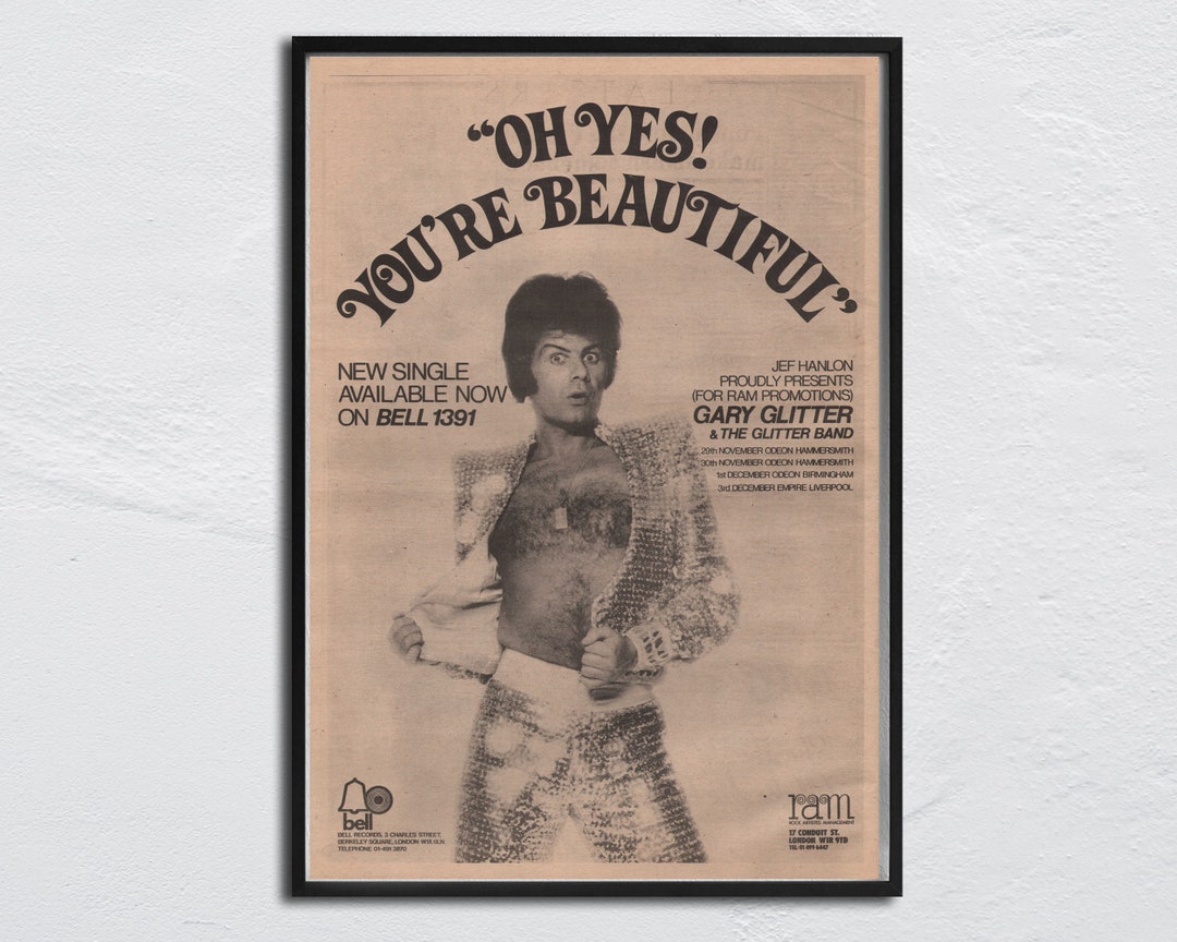 GARRY GLITTER - 1974 Original NME Poster - Oh Yes! You Re Beautiful ...