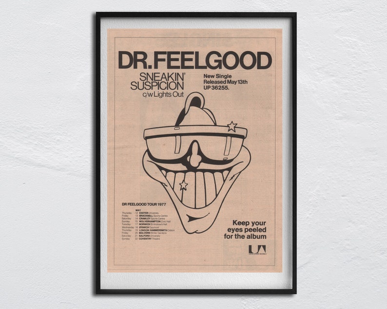 Dr. FEELGOOD Poster 1977 Original NME - John Martin, Wilko Johnson, Lee Brilleaux, John B ...