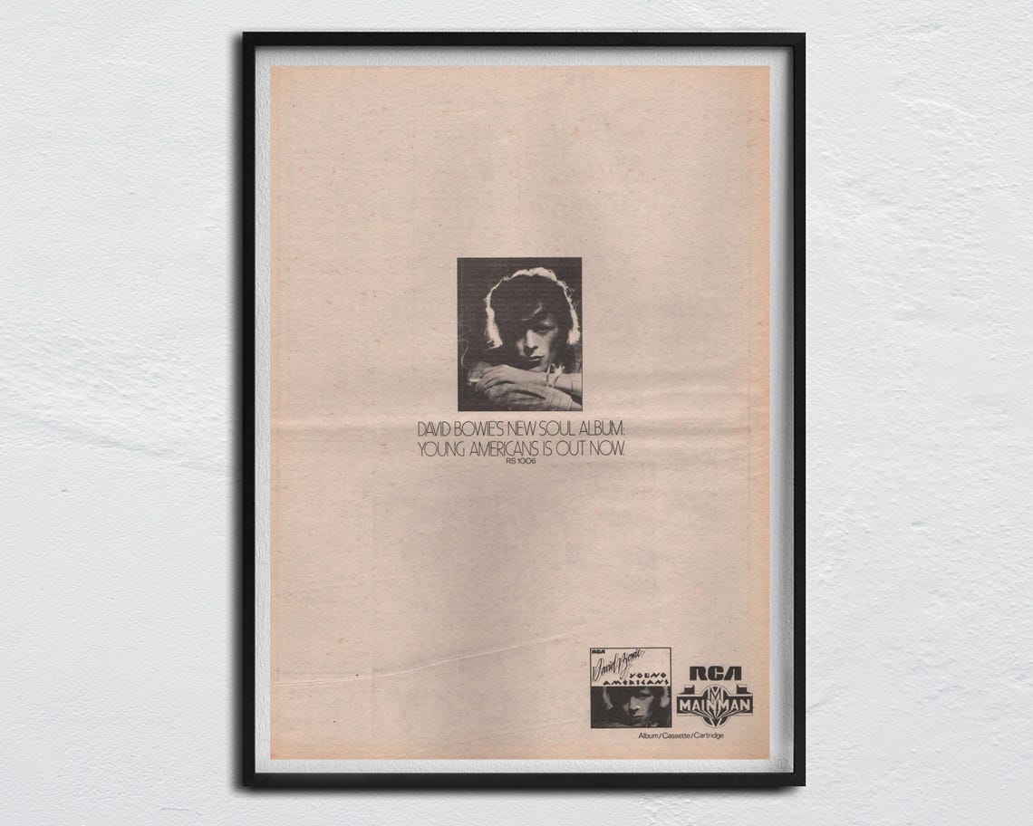 David Bowie - 1975 Original NME Poster - Young Americans / New Musical ...
