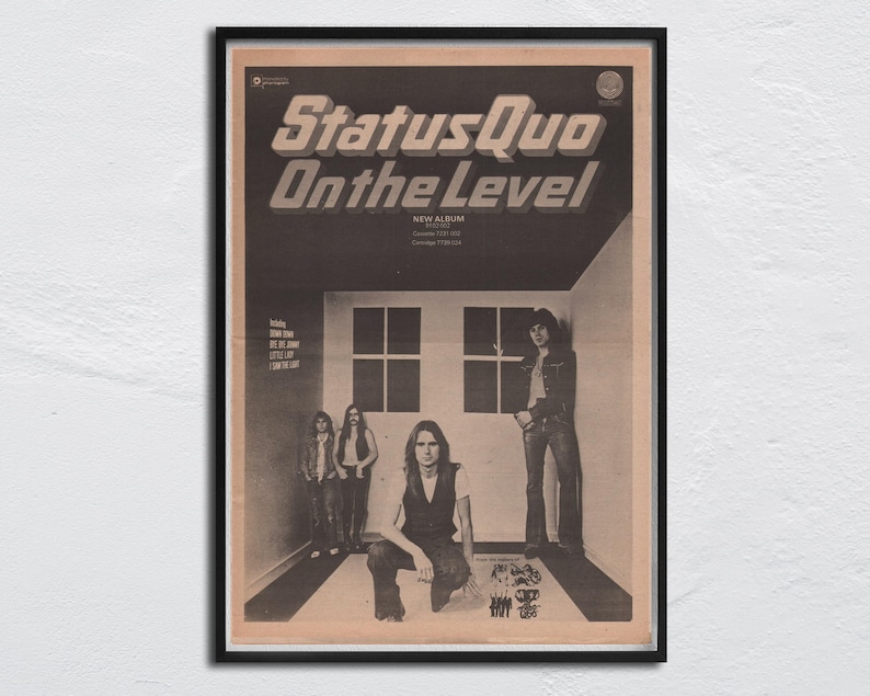 STATUS QUO Poster - 1975 Original NME - on the Level / Down Down ...