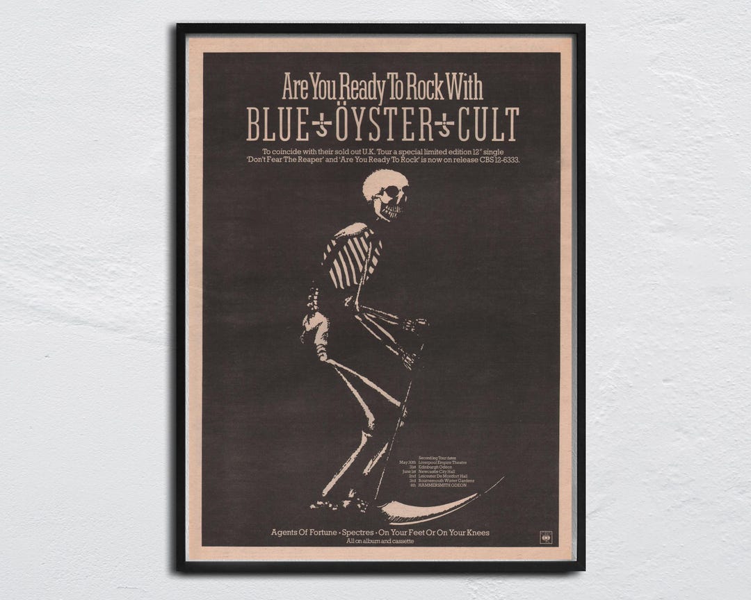 Blue Öyster Cult - 1978 Poster Original NME - Dont Fear the Reaper ...