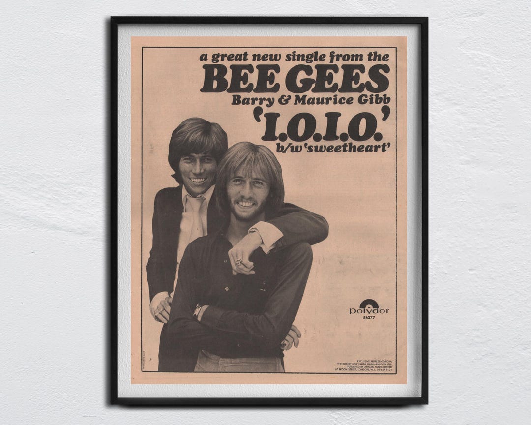 BEE GEES - Poster 1970 Original NME - I.O.I.O. / Sweetheart - Barry ...