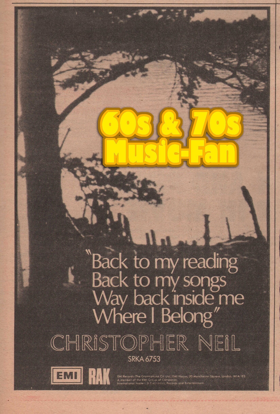 Christopher Neil 1972 NME Clipping Where I Belong - Etsy