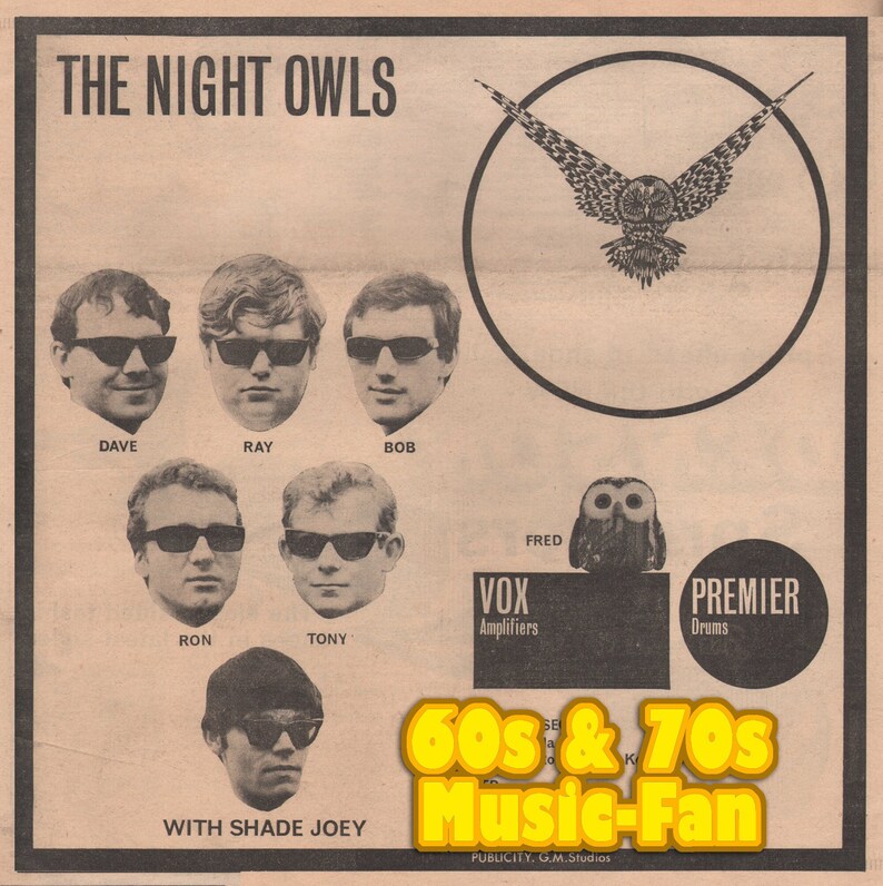 1964 Poster Shade Joey and the NIGHT OWLS Original NME Ray Russell ...