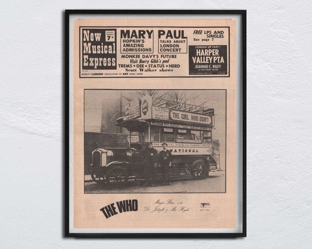 The WHO - 1968 Poster Original NME - Magic Bus / Dr. Jekyll & Mr. Hyde ...