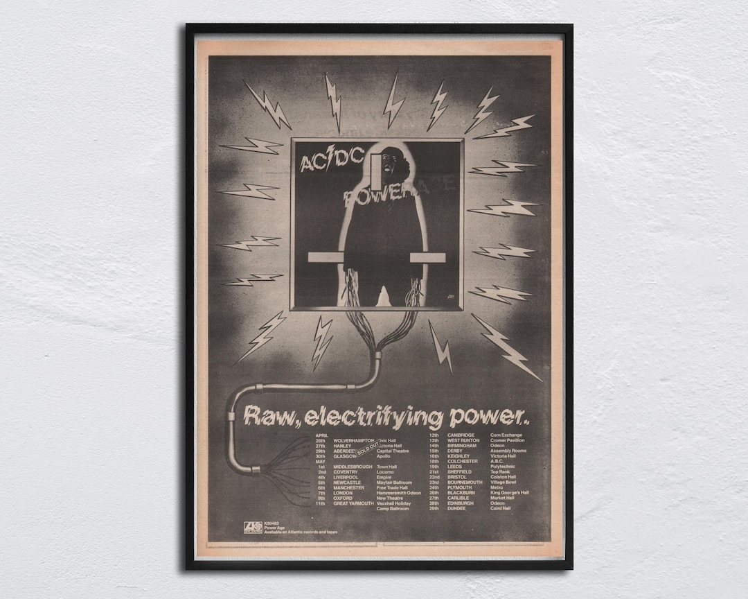 AC/DC - 1978 Poster Original NME - Powerage / Raw, Electrifying Power ...