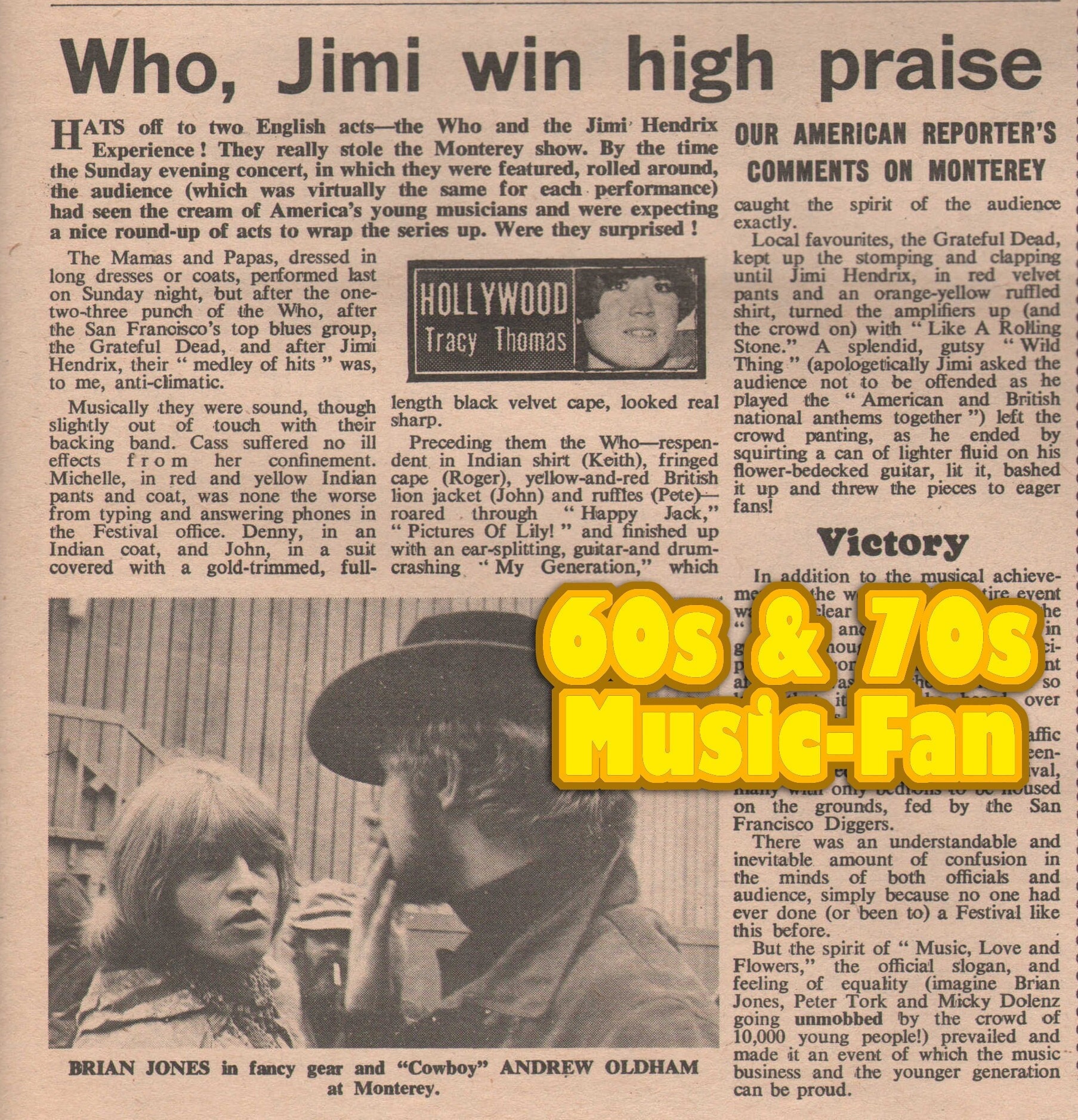 1967 JIMI HENDRIX Brian Jones the Who NME Clipping Mick Jagger Keith ...