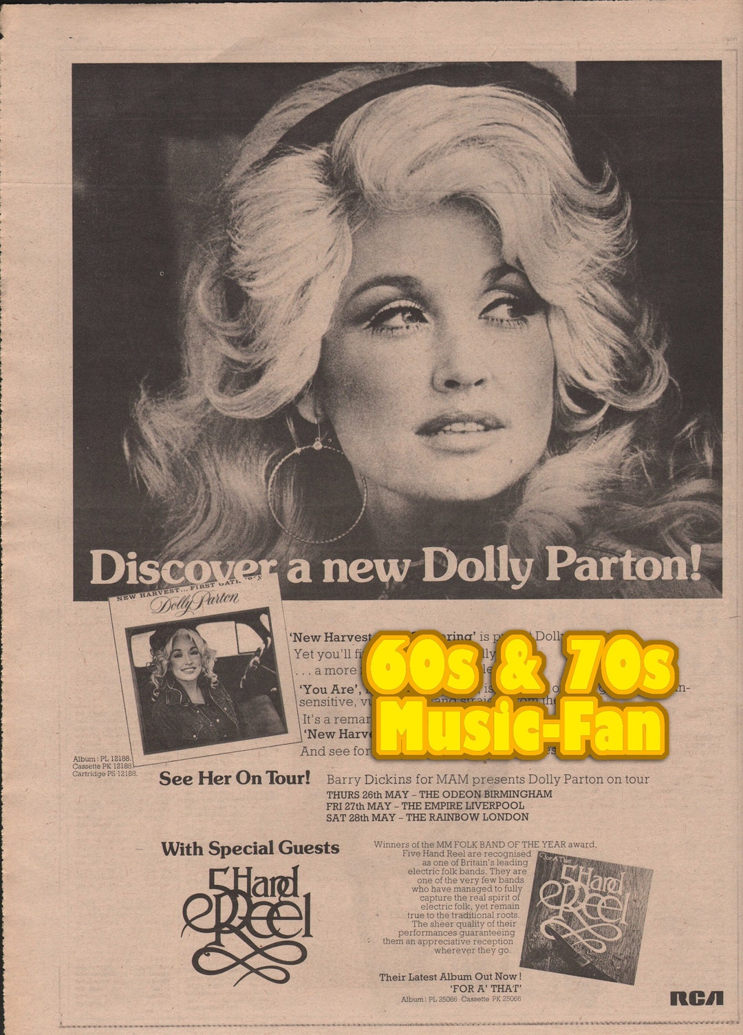 DOLLY PARTON 1977 Poster Original NME New Harvest / First Gathering And: 5 Hard Reel - Etsy