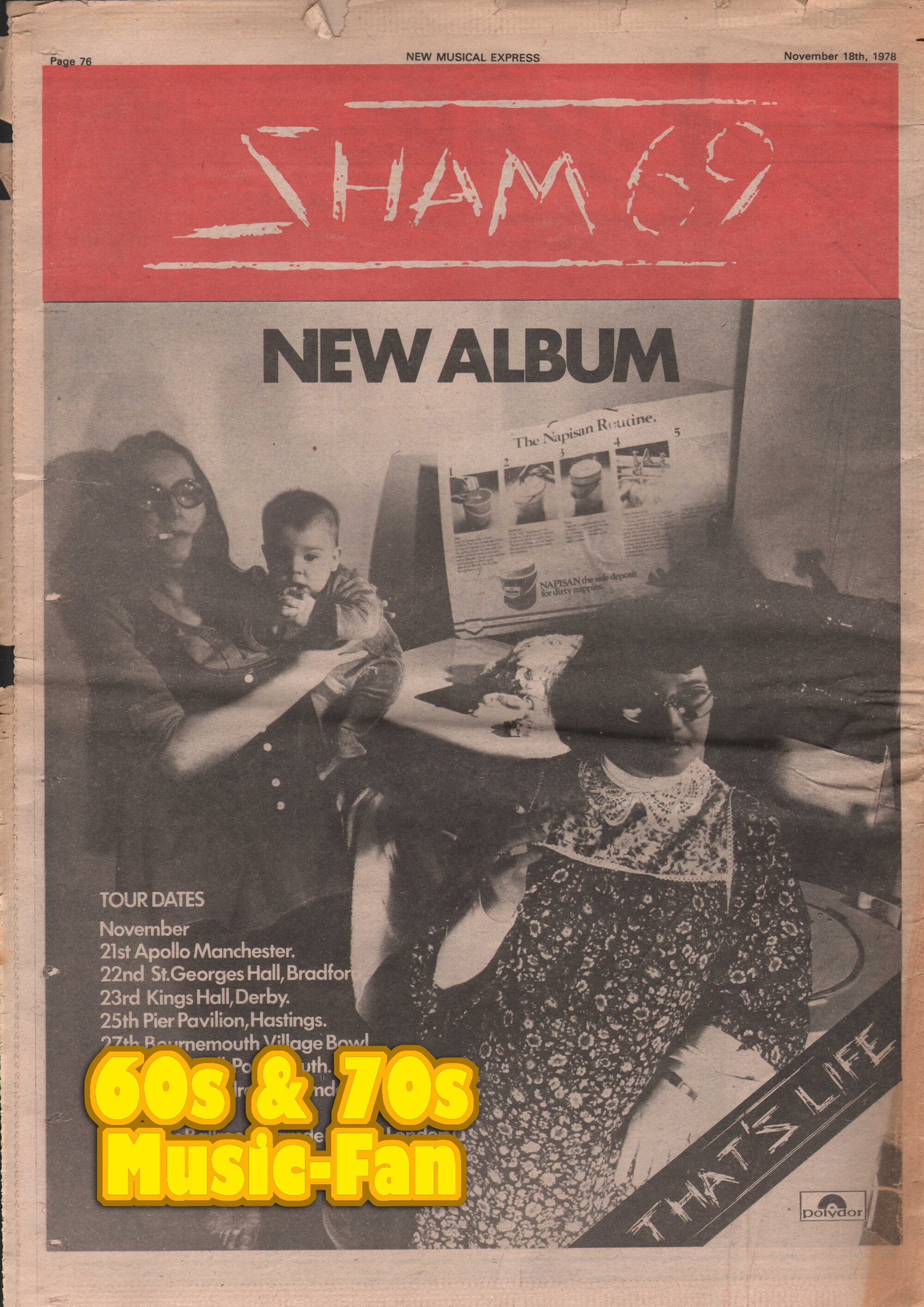 SHAM 69 Poster - 1978 Original NME - Backside: Siouxsie & the Banshees ...