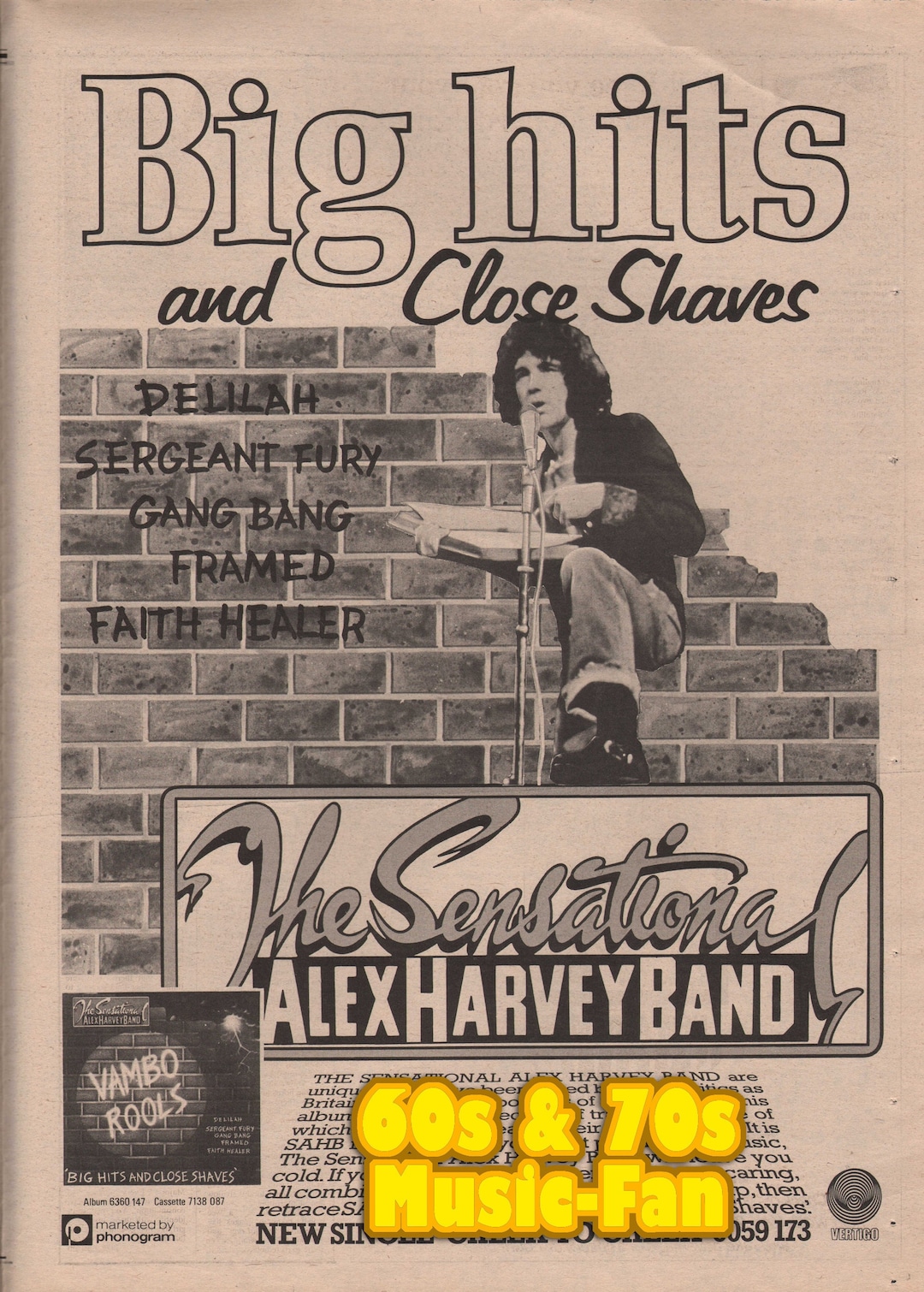1977 Sensational ALEX HARVEY Band Poster Original NME Alex Harvey, Ted ...