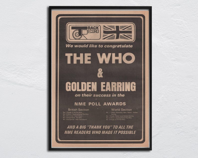 The WHO - 1974 NME Poster - We Would Like to Congratulate - John ...