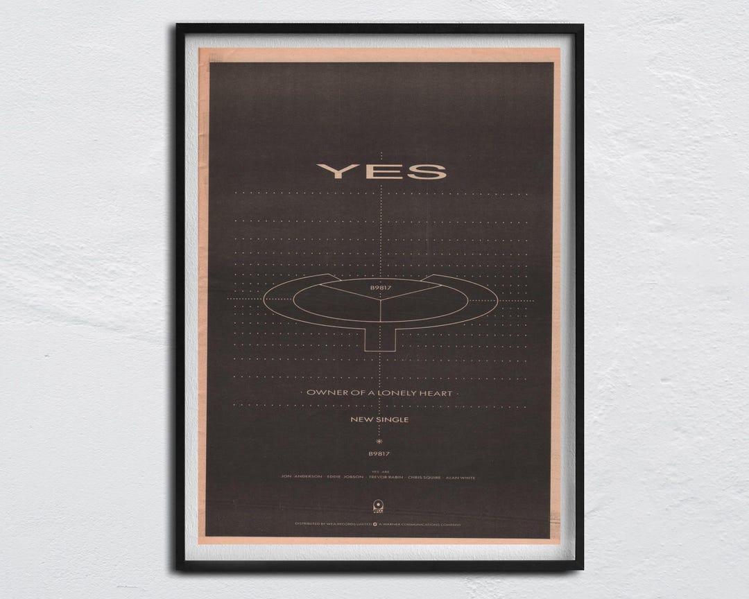 YES Poster - 1983 Original NME - Owner of a Lonely Heart / Tony Kaye ...
