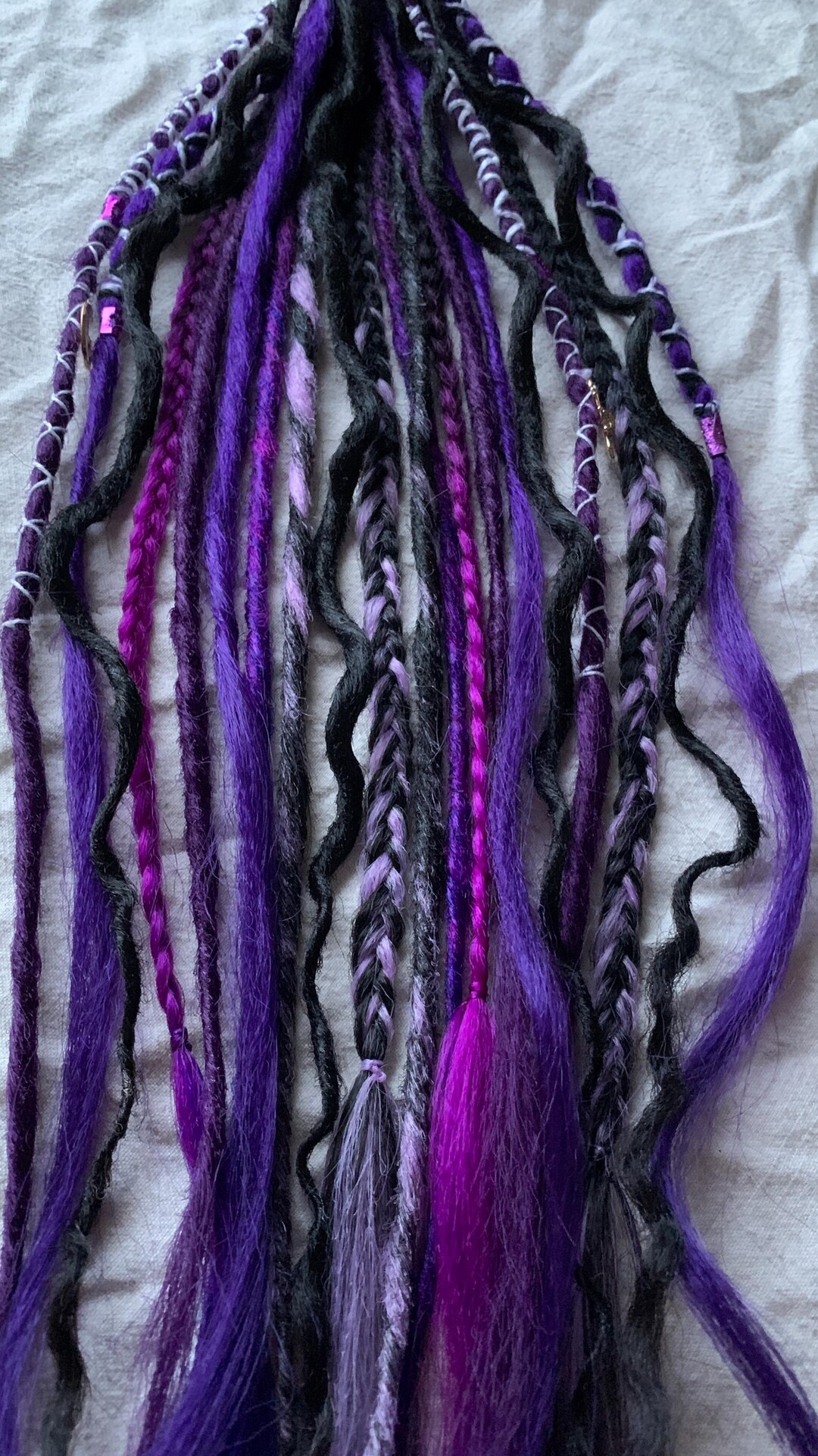 Black Violet - Synthetic Custom Made Dreadlocks Black and Violet, Lilac ...