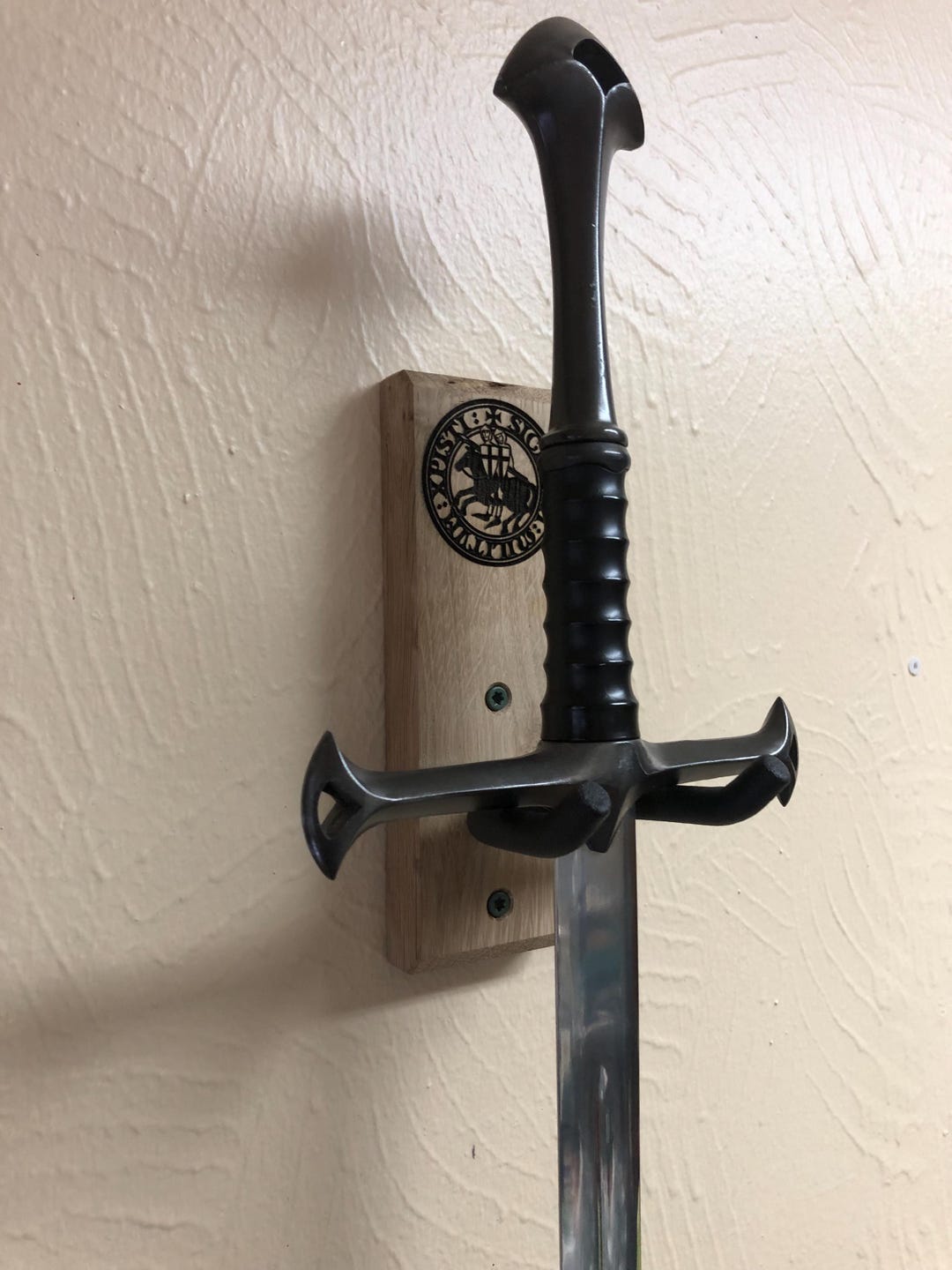 Heavy Duty Oak Sword Wall Mount With Free Laser Engraving of Your ...